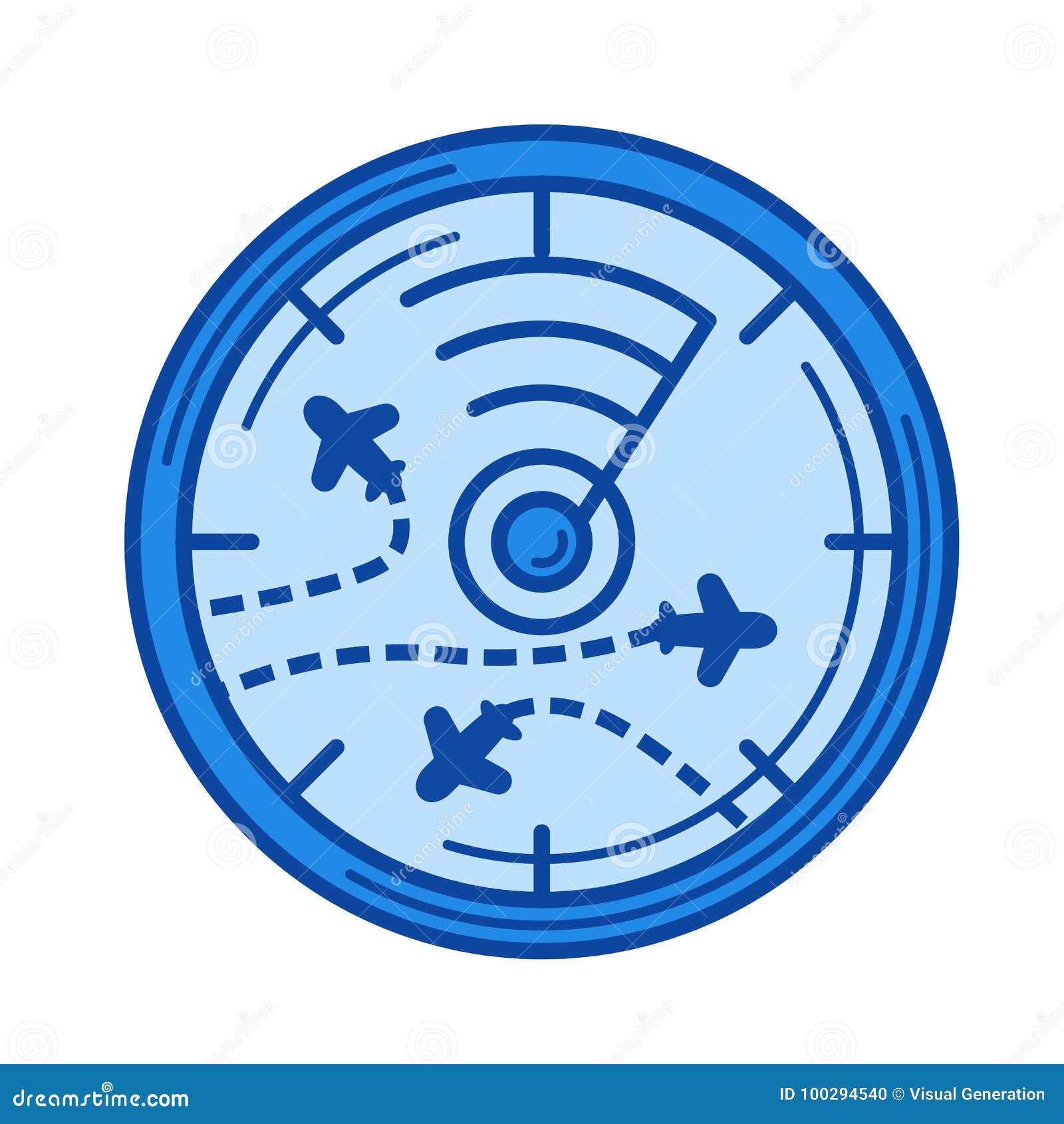 Flight radar line icon. stock vector. Illustration of display - 100294540