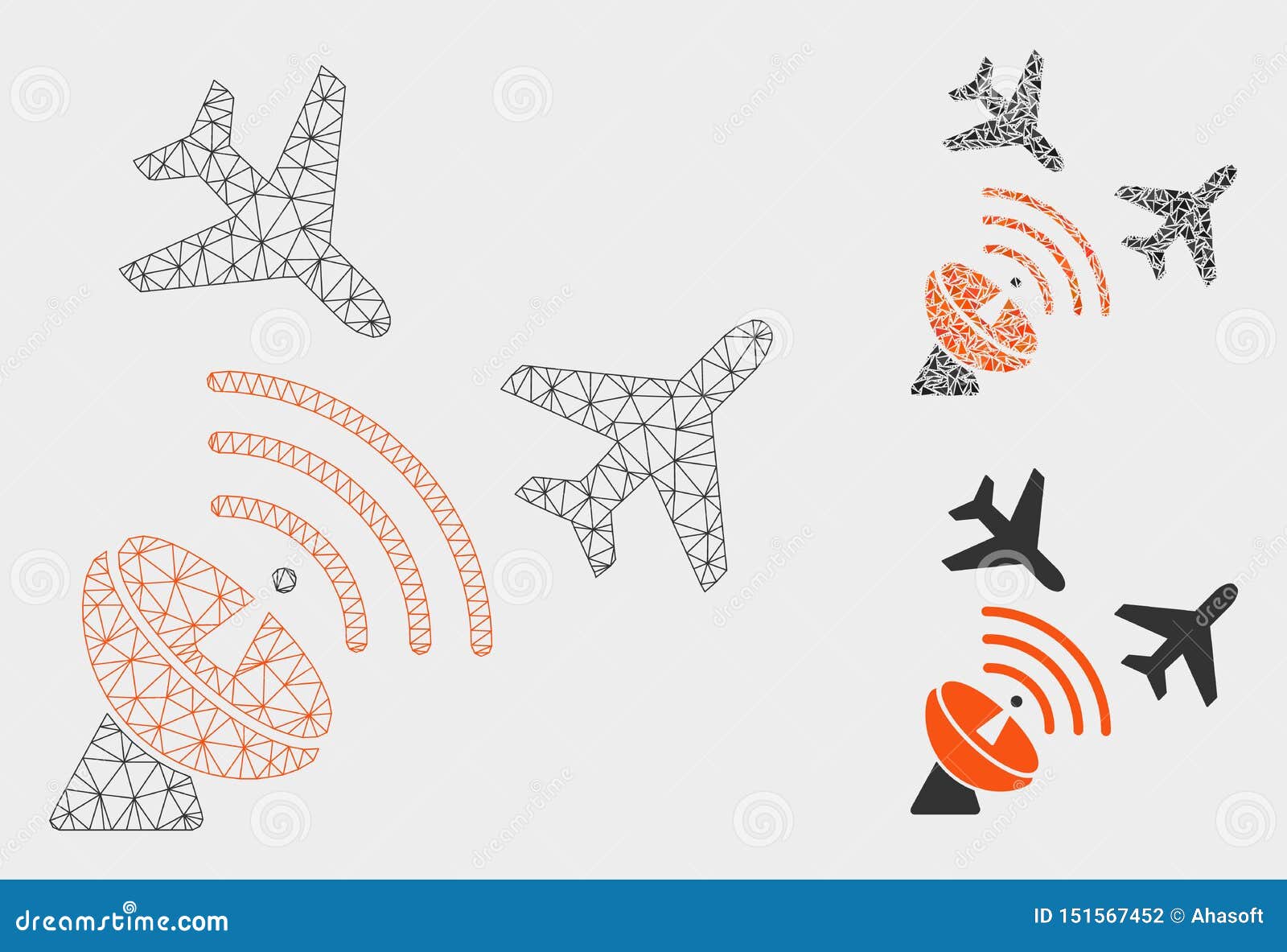 Flight Radar Vector Mesh 2D Model and Triangle Mosaic Icon Stock Vector ...