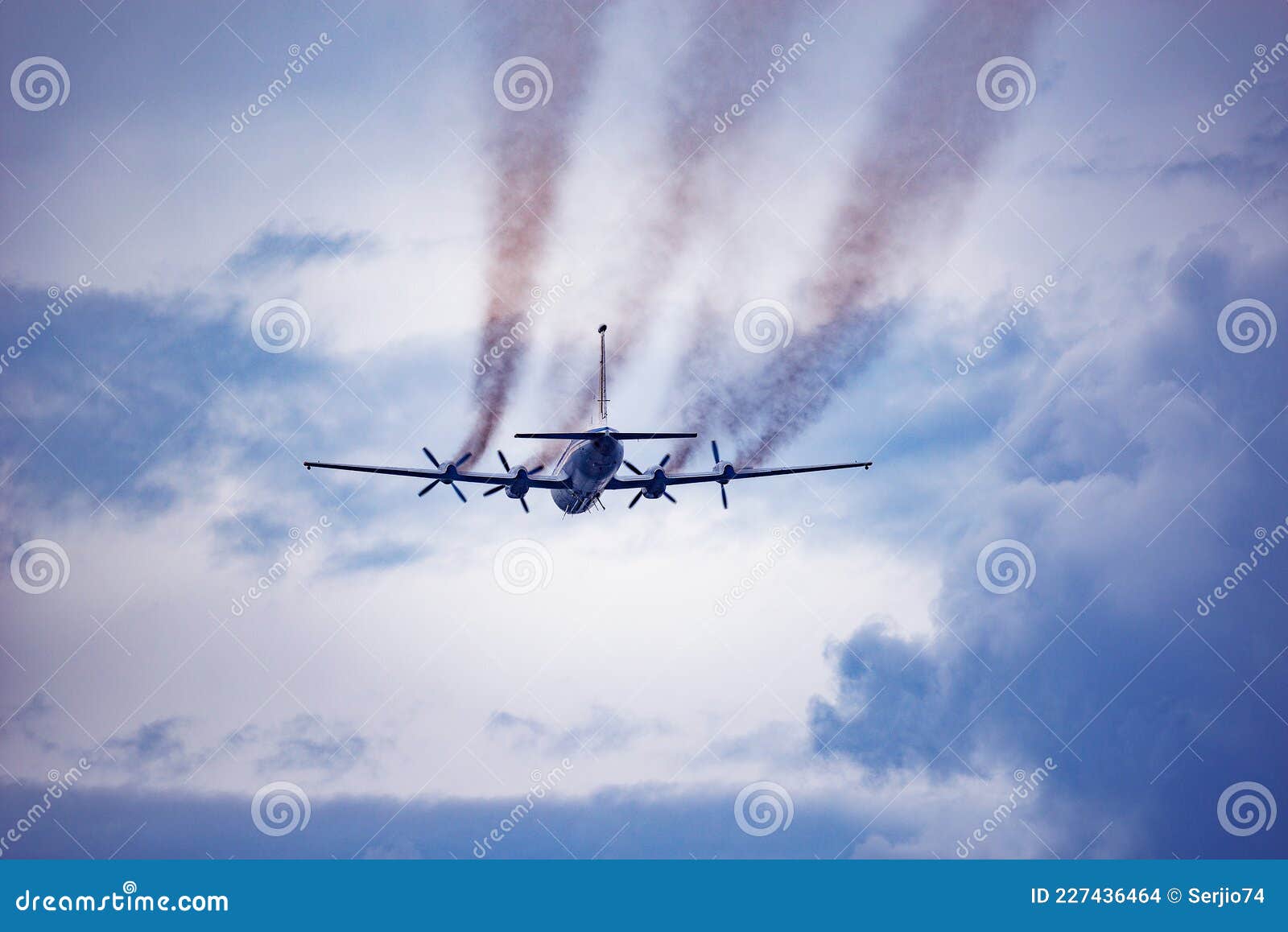 Flight of the Retro Passenger Plane at Day Time Stock Photo - Image of ...