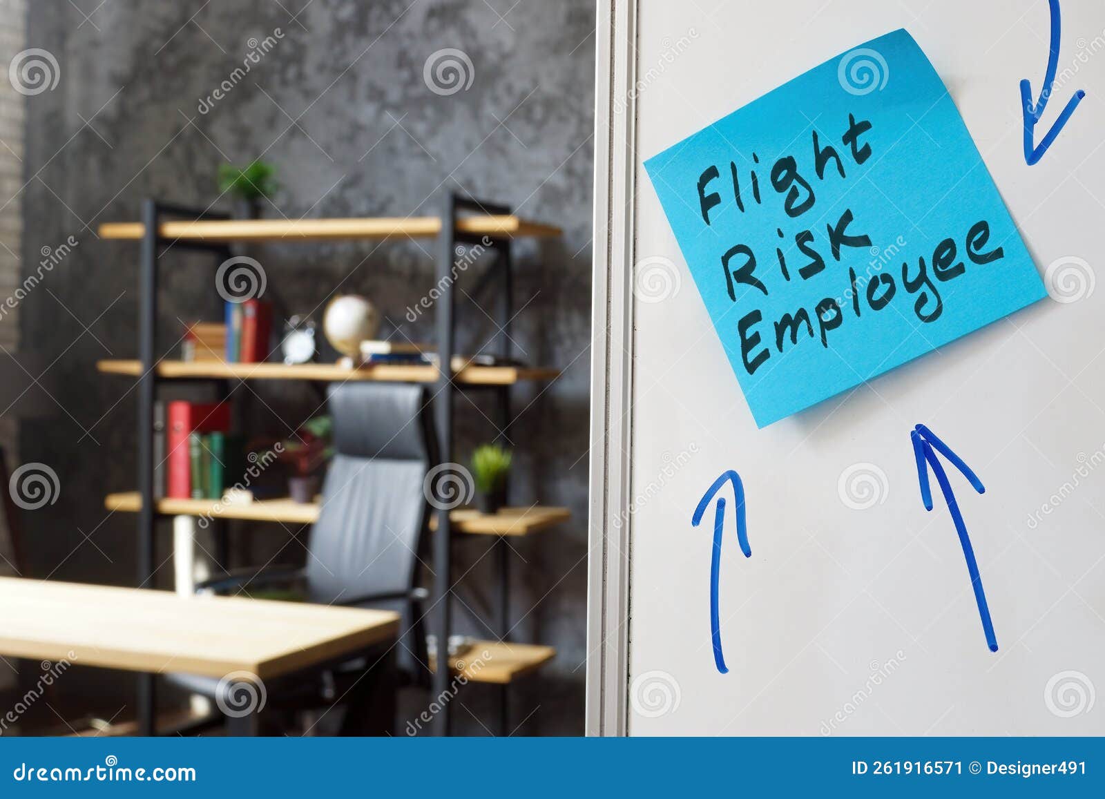 Flight Risk Employee Inscription on the Blue Sticker. Stock Image ...