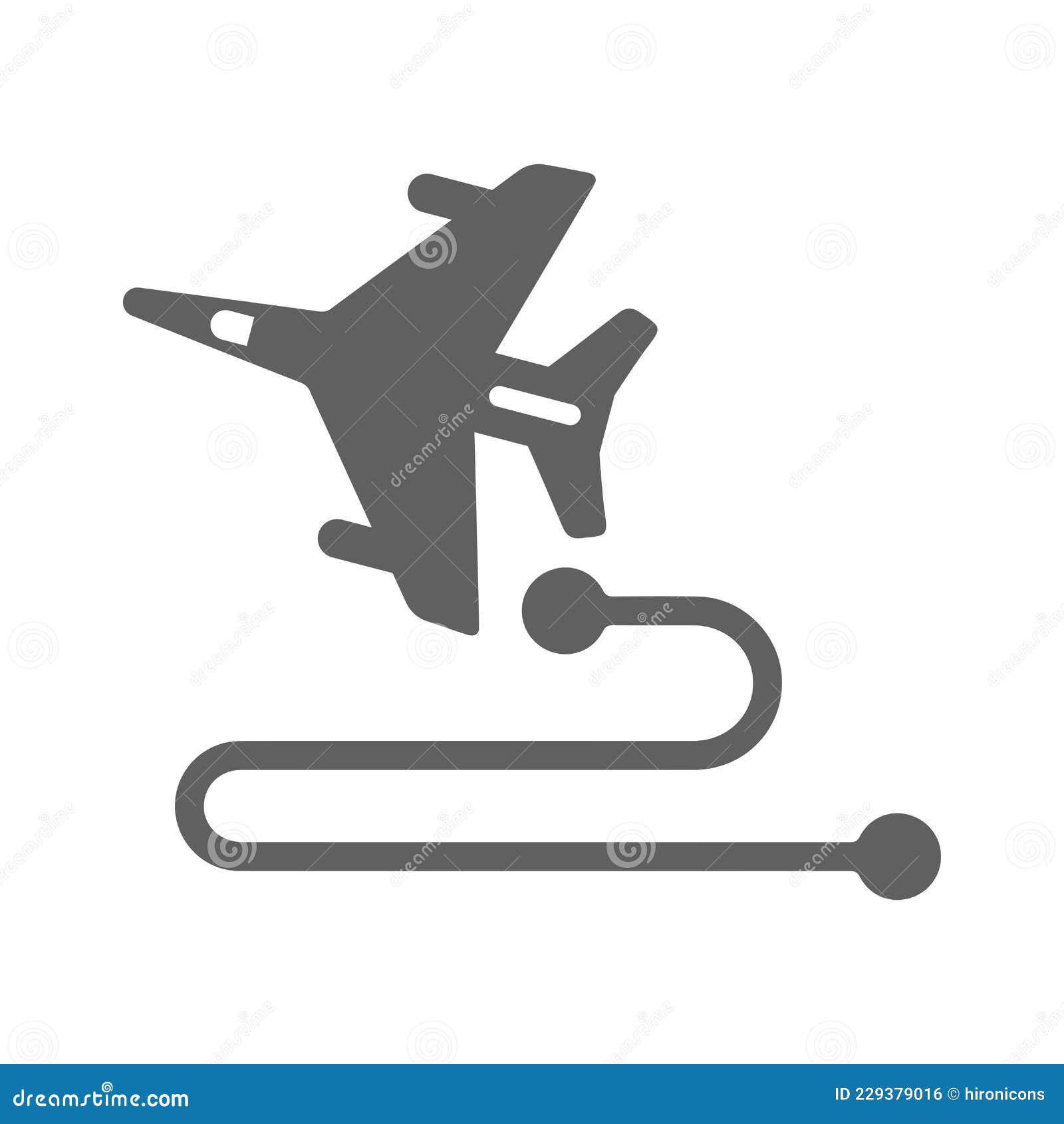 Flight, Route Icon. Gray Vector Graphics Stock Illustration ...