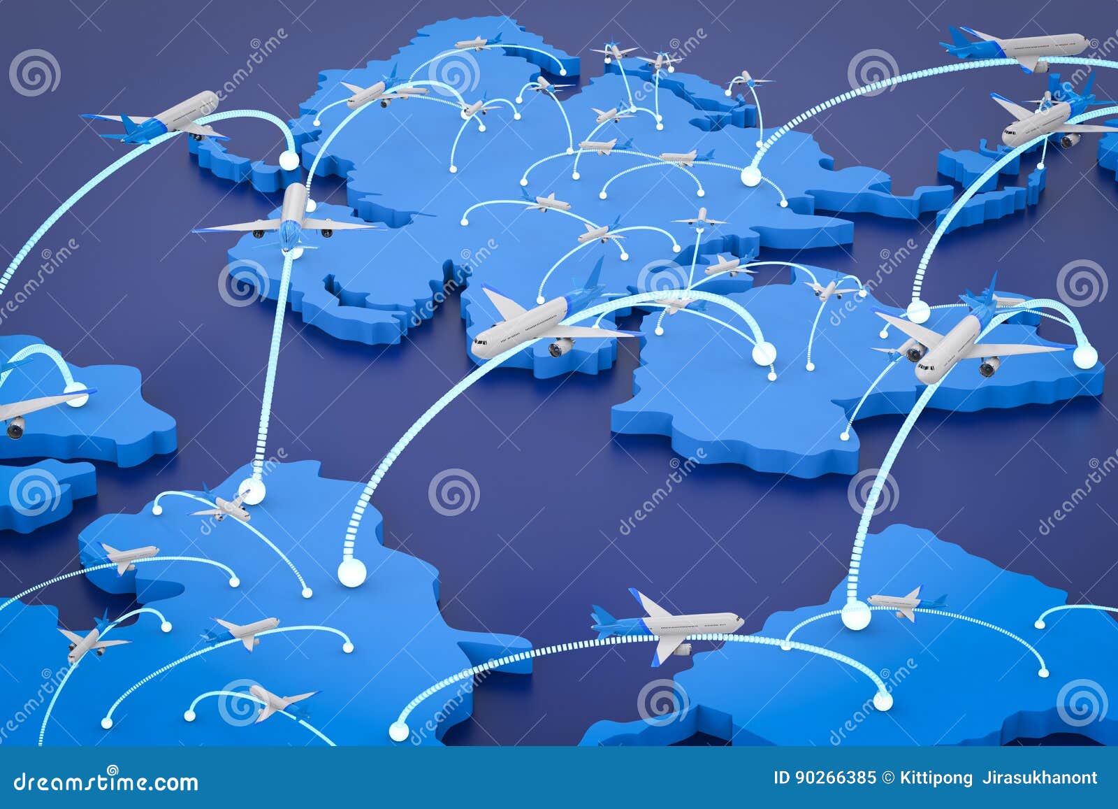 Flight Route with World Map Stock Illustration - Illustration of earth ...