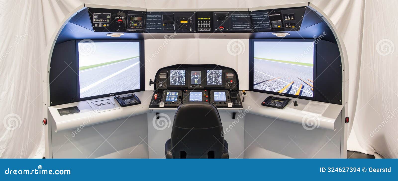 Flight Simulator Cockpit Control Panel View Stock Photo - Image of ...