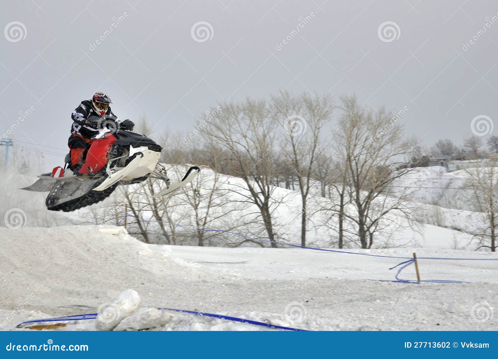 Flight on a Snowmobile Racer Stock Photo - Image of mountain, downward ...