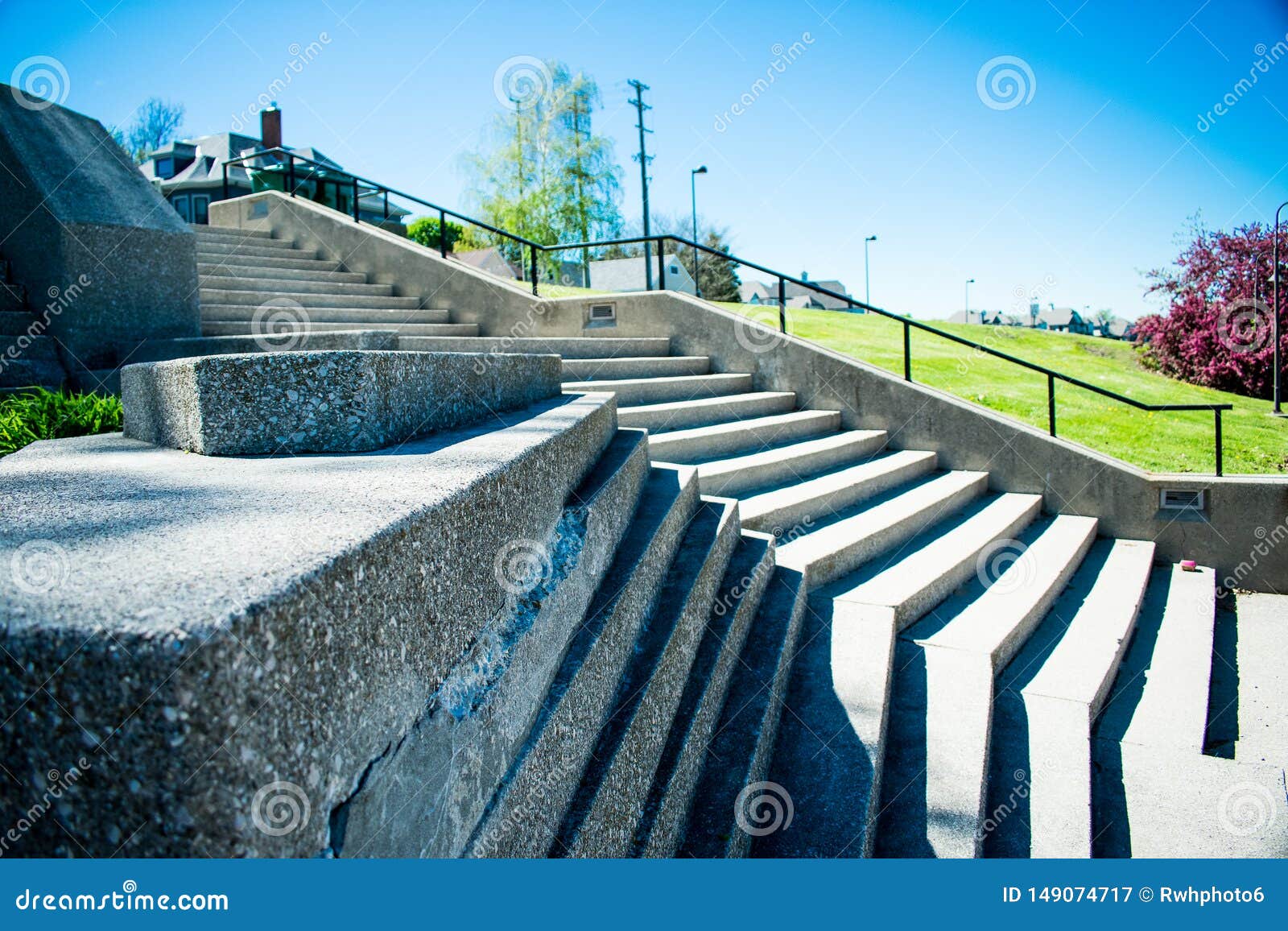 A Flight of Concrete Stairs on a Nice Summer Day Stock Image - Image of ...