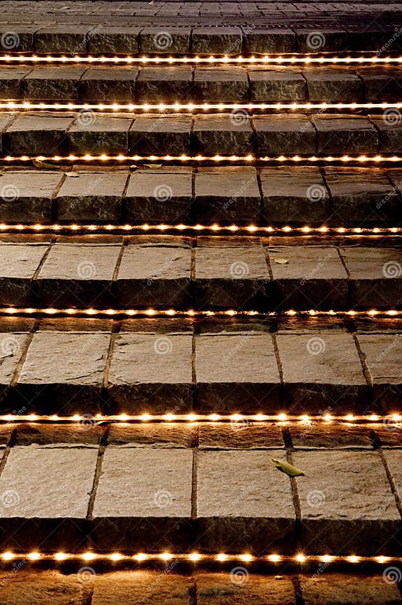 Flight of stairs at night stock image. Image of light - 8505939