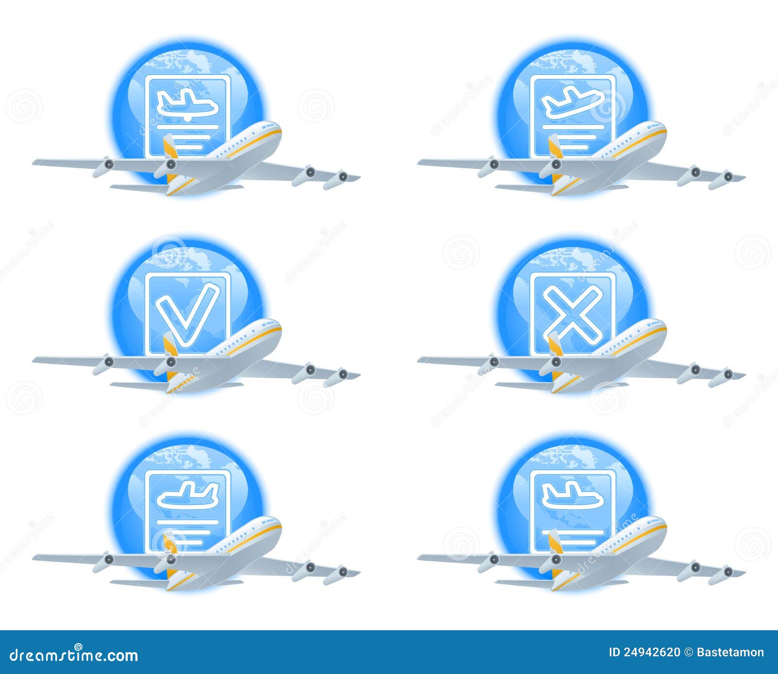 Flight status icon set stock vector. Illustration of plane - 24942620
