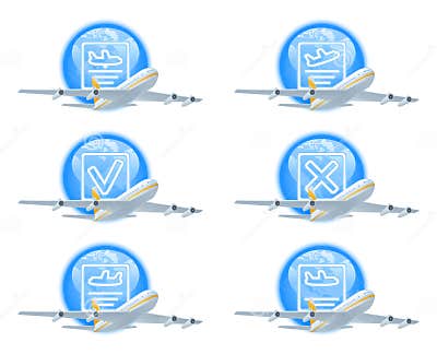 Flight status icon set stock vector. Illustration of plane - 24942620