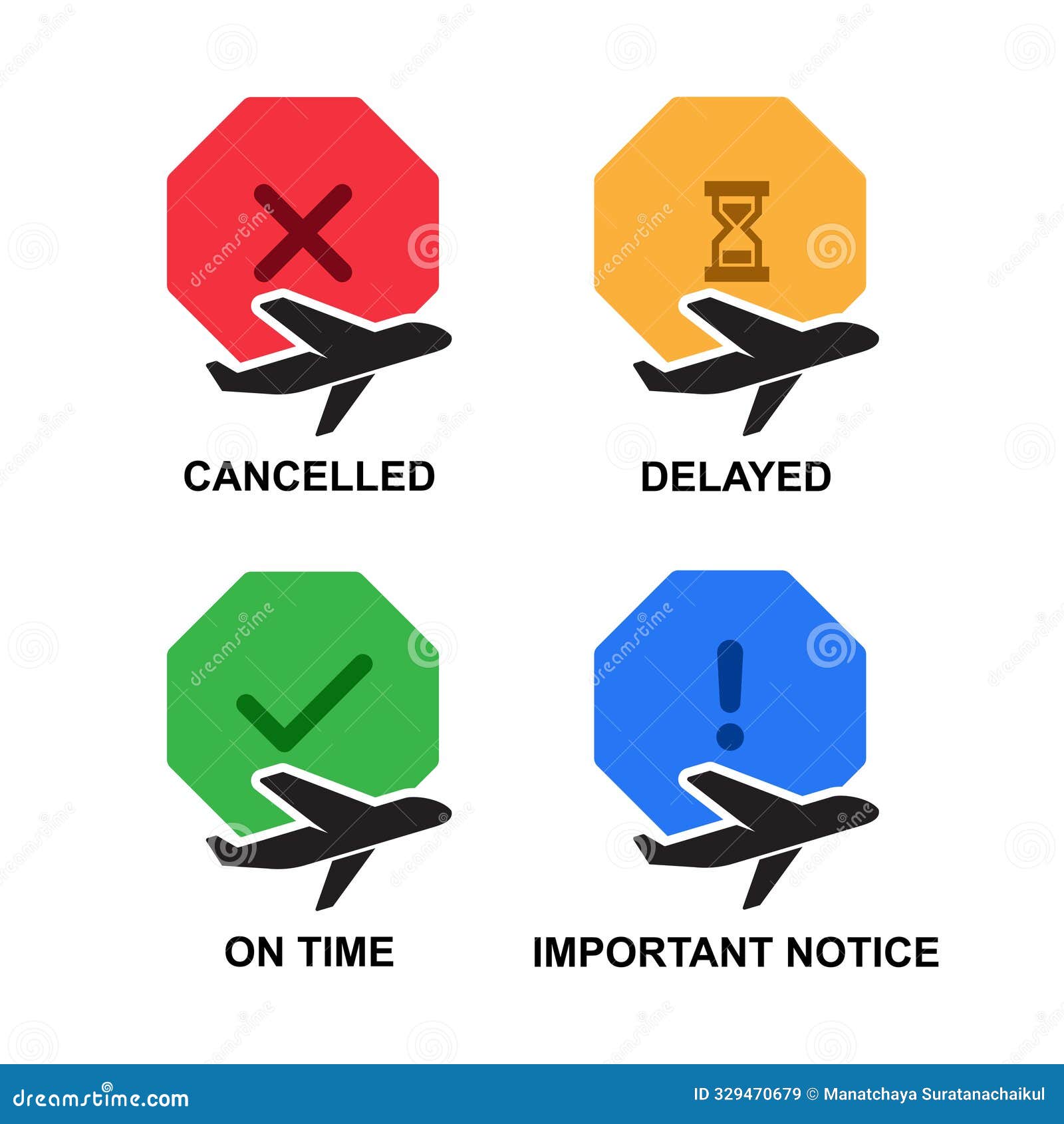 Flight Status Icons Isolated on Background Stock Vector - Illustration ...