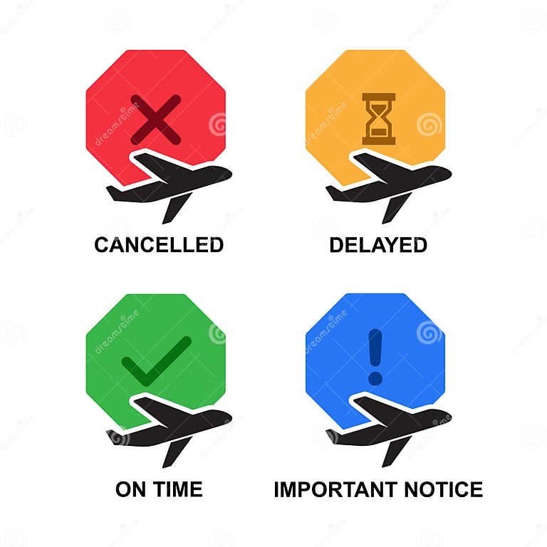 Flight Status Icons Isolated on Background Stock Vector - Illustration ...