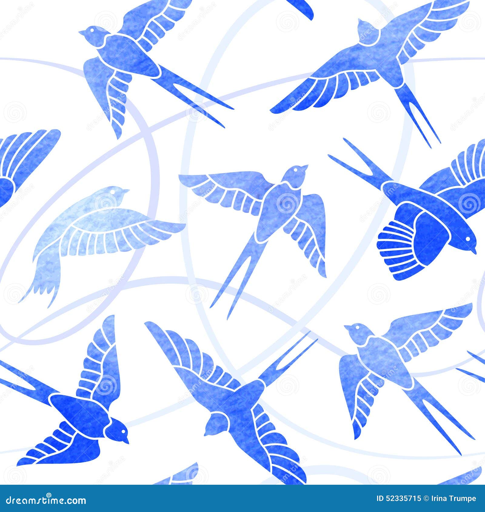 Flight of Swallows - Watercolor Pattern Stock Vector - Illustration of ...