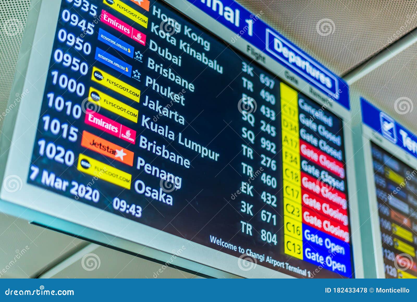 Flight Table at Changi Airport in Singapore Editorial Stock Photo ...
