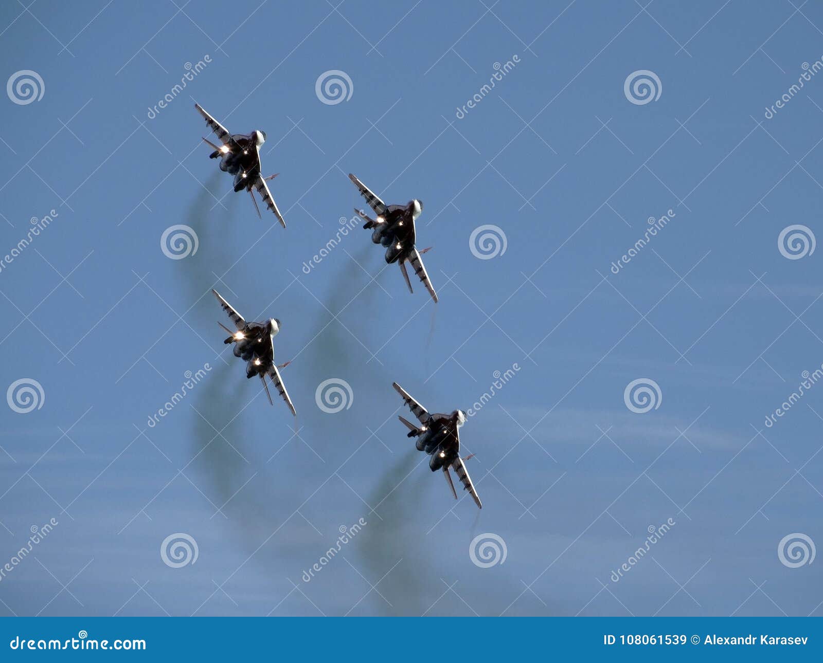 A flight of three fighters stock image. Image of show - 108061539