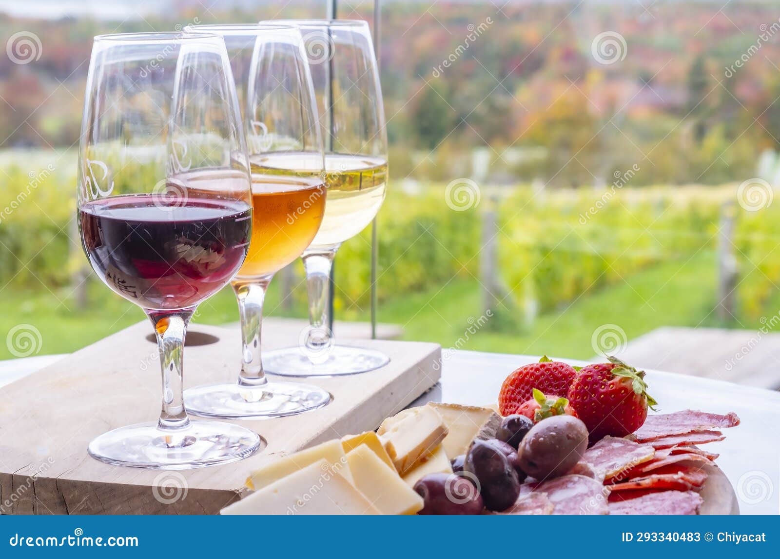 Flight of Three Wines Served with a Charcuterie and Cheese Platter ...