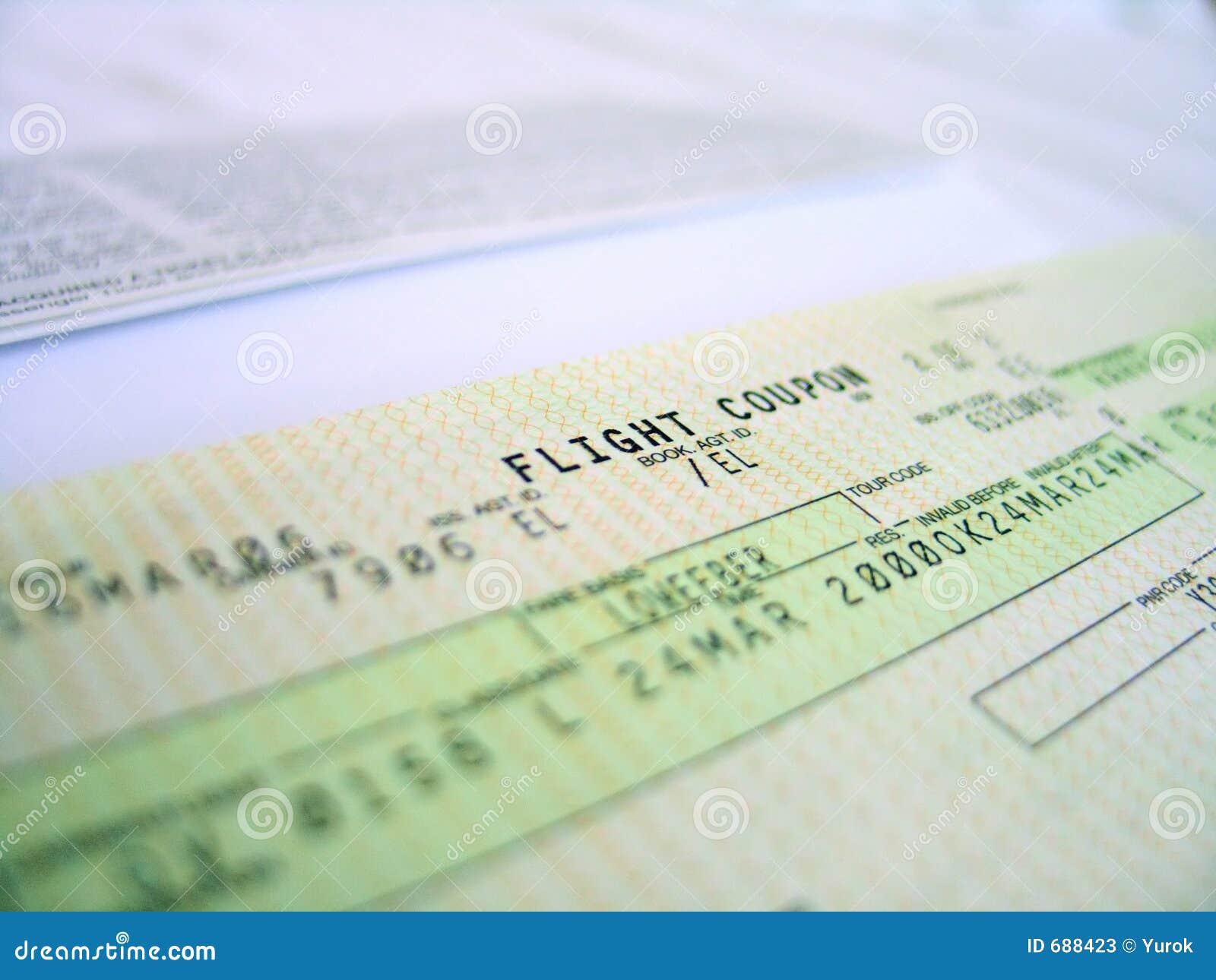 Flight ticket 1 stock image. Image of chek, information - 688423