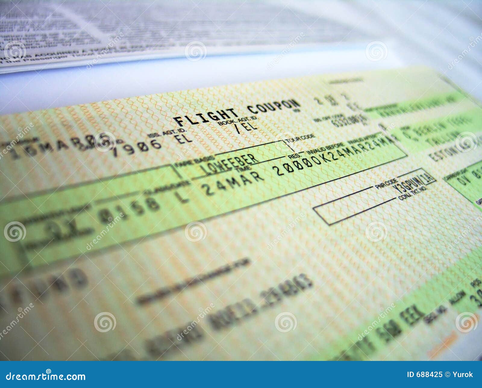 Flight ticket 2 stock image. Image of document, baggage - 688425