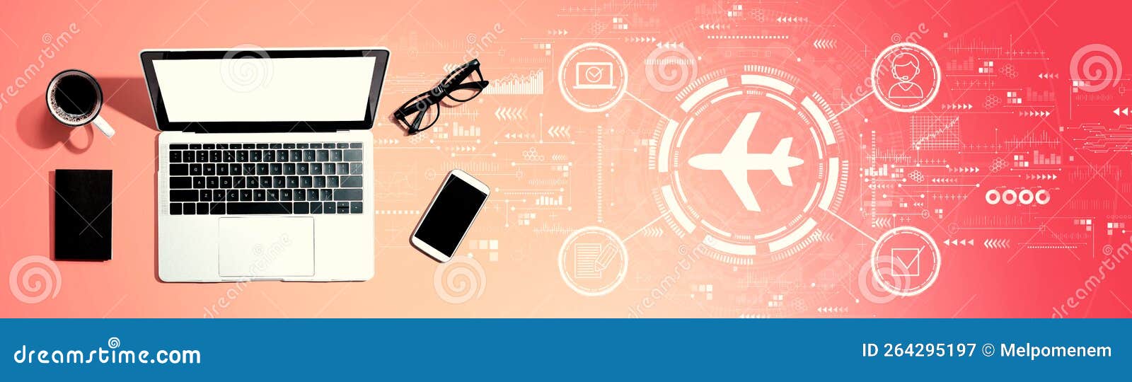 Flight Ticket Booking Concept with a Laptop Computer Stock Image ...