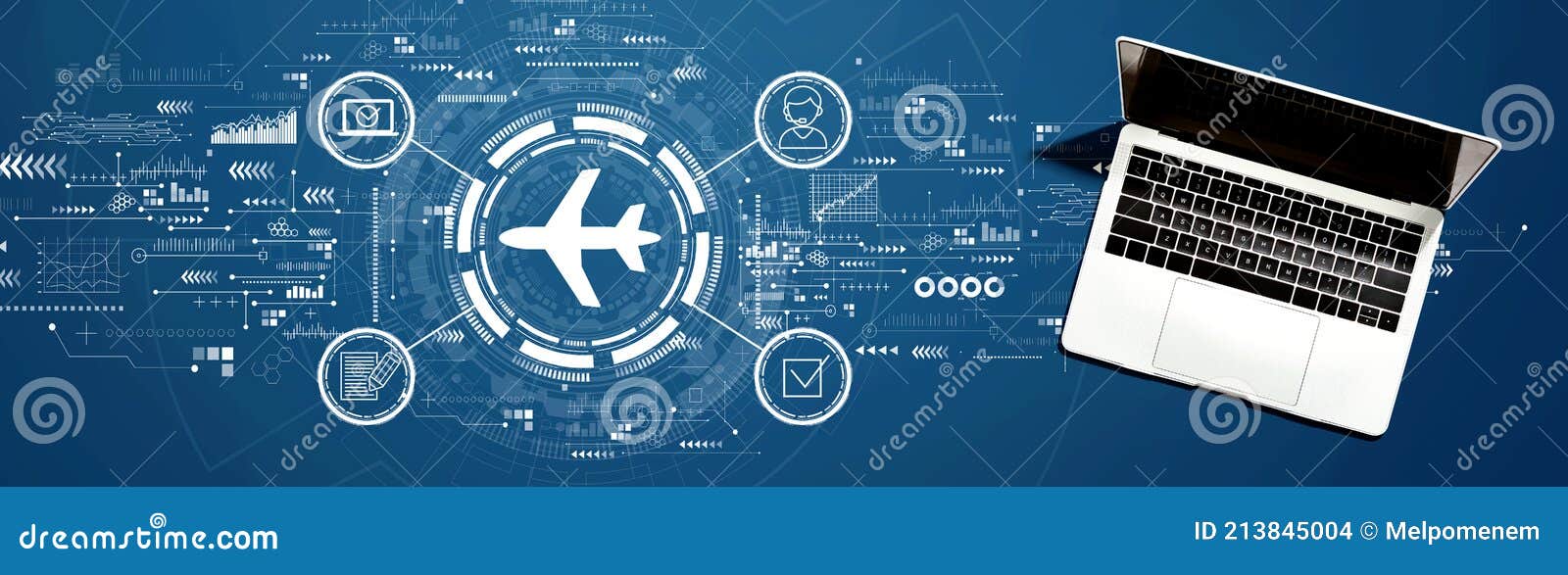 Flight Ticket Booking Concept with a Laptop Computer Stock Illustration ...