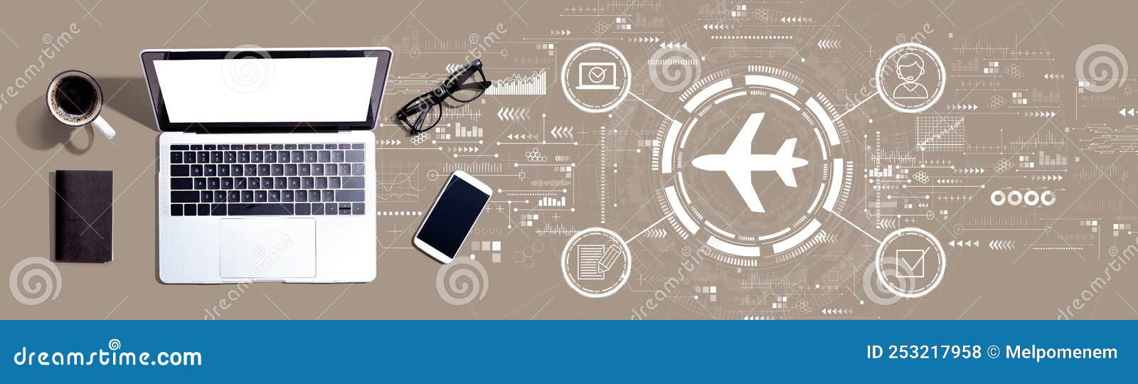 Flight Ticket Booking Concept with a Laptop Computer Stock Photo ...