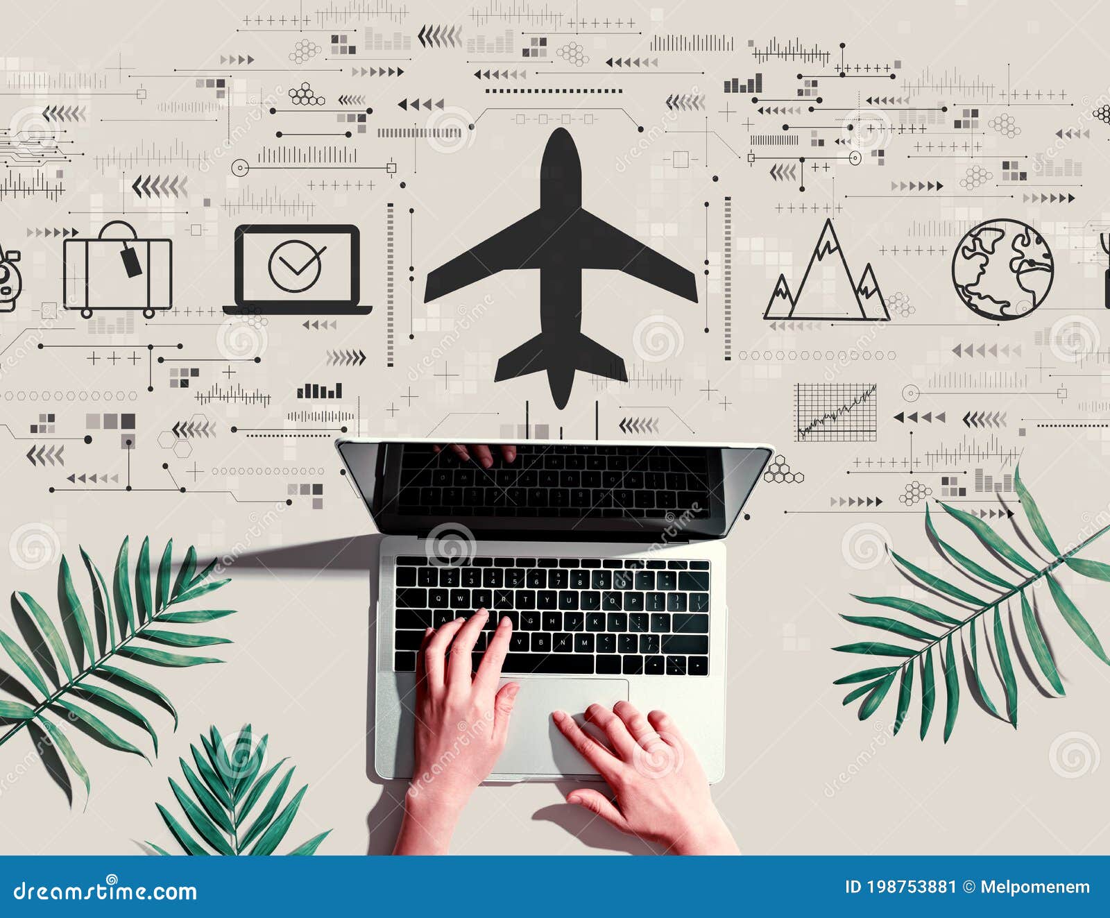 Flight Ticket Booking Concept with Person Using a Laptop Stock Image ...