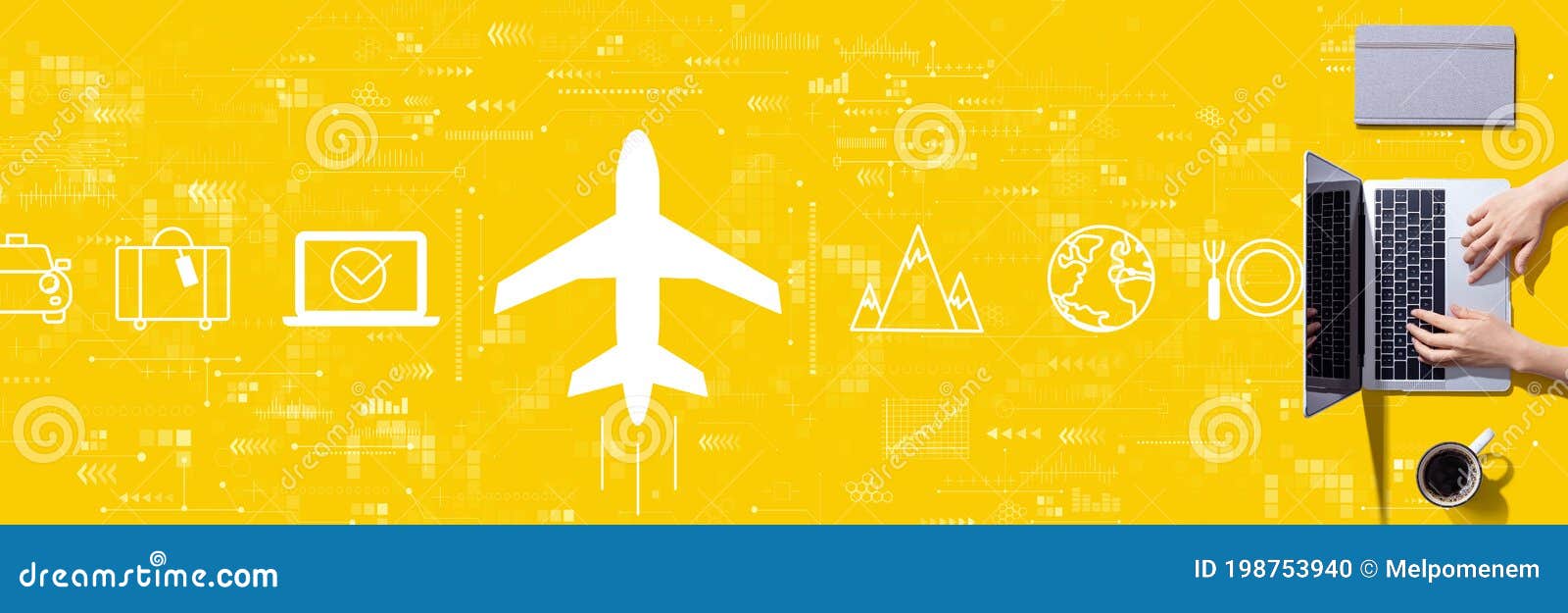 Flight Ticket Booking Concept with Person Using a Laptop Stock Photo ...