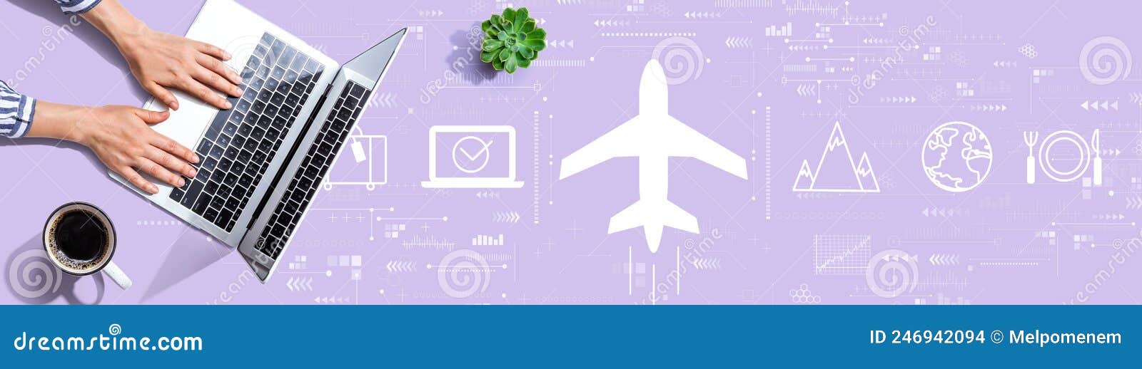 Flight Ticket Booking Concept with Person Using a Laptop Editorial ...