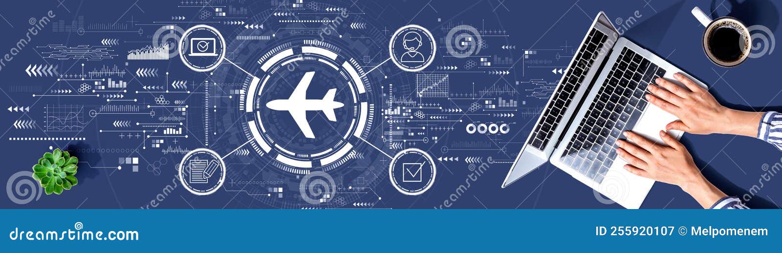 Flight Ticket Booking Concept with Person Using a Laptop Editorial ...