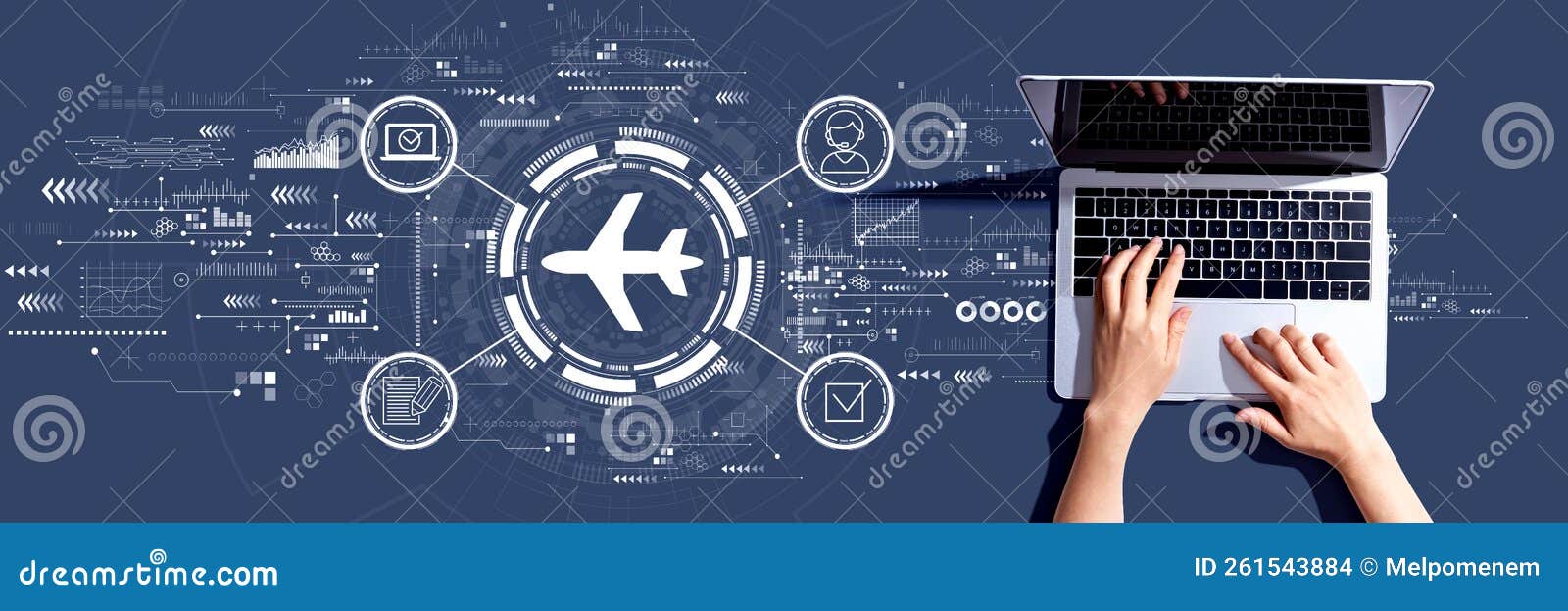 Flight Ticket Booking Concept with Person Using a Laptop Stock Photo ...