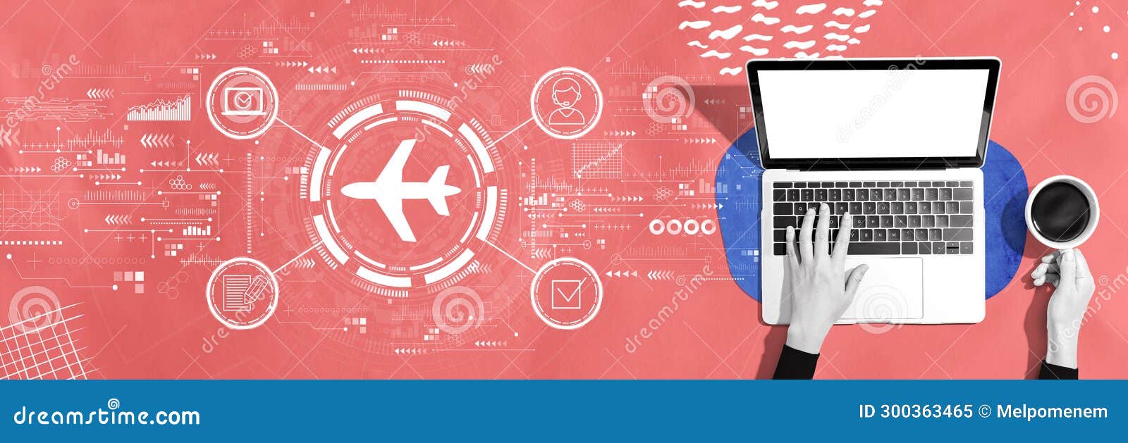 Flight Ticket Booking Concept with Person Using a Laptop Stock Image ...