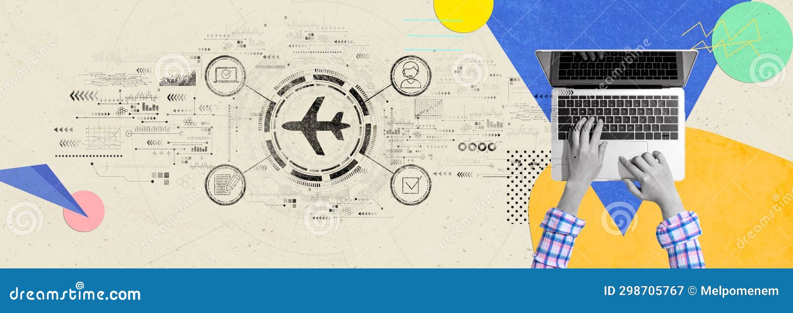 Flight Ticket Booking Concept with Person Using a Laptop Computer Stock ...
