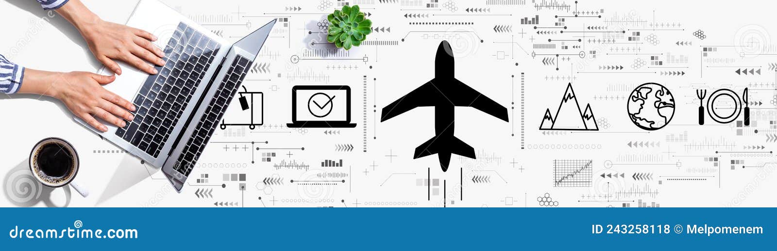 Flight Ticket Booking Concept with Person Using a Laptop Editorial ...