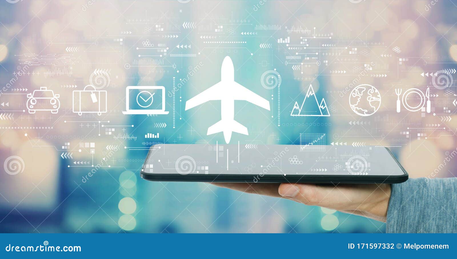 Flight Ticket Booking Concept with Tablet Computer Stock Photo - Image ...