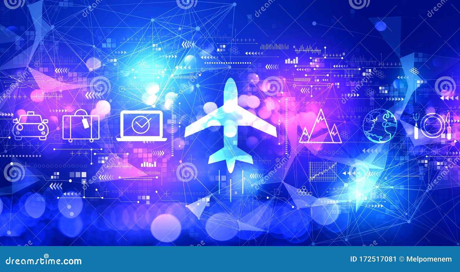 Flight Ticket Booking Concept with Technology Light Background Stock ...