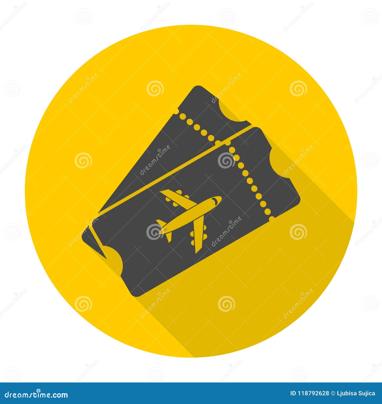 Flight ticket, ticket icon stock vector. Illustration of shadow - 118792628