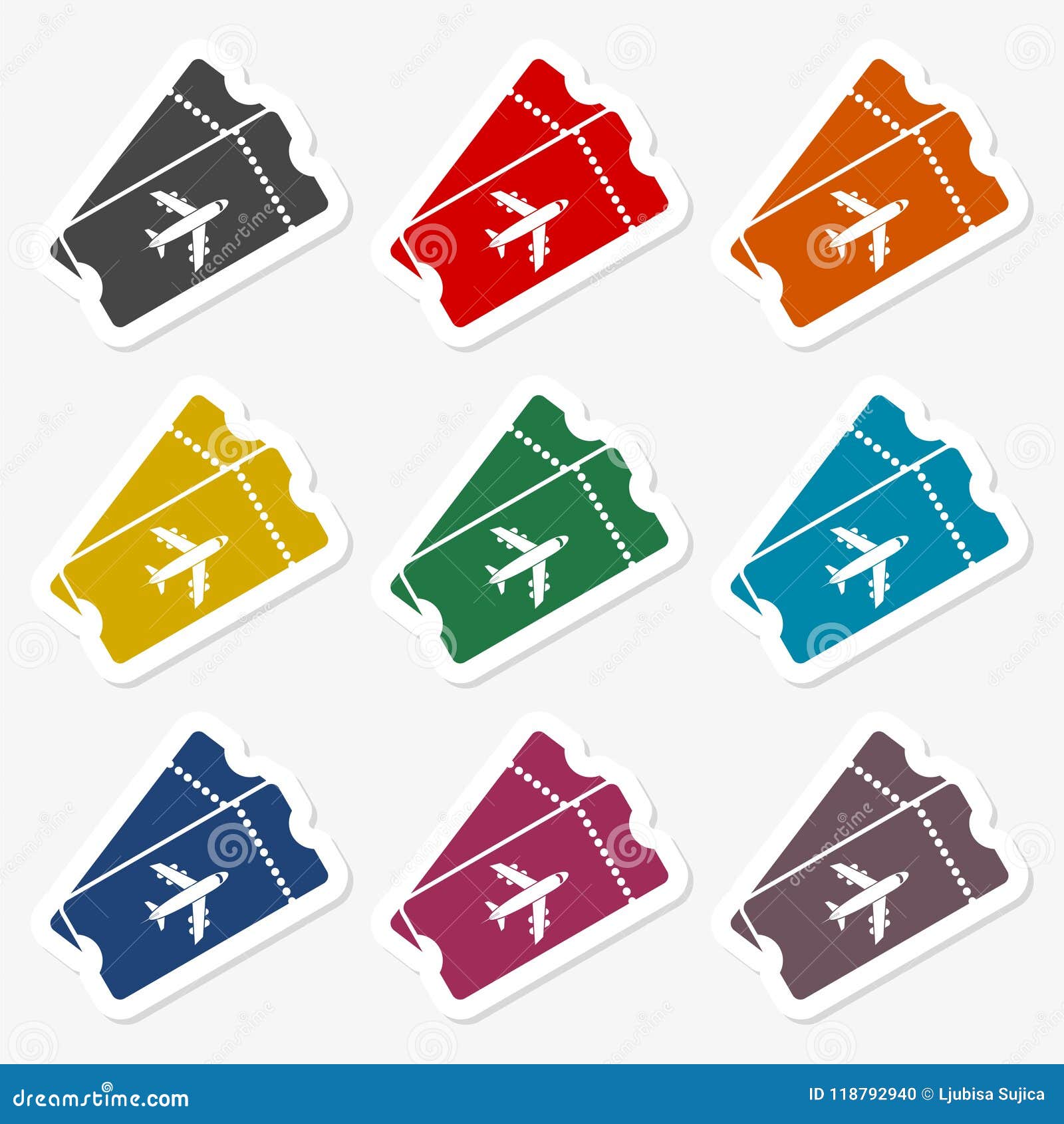 Flight Ticket, Ticket Sticker Set Stock Vector - Illustration of ...