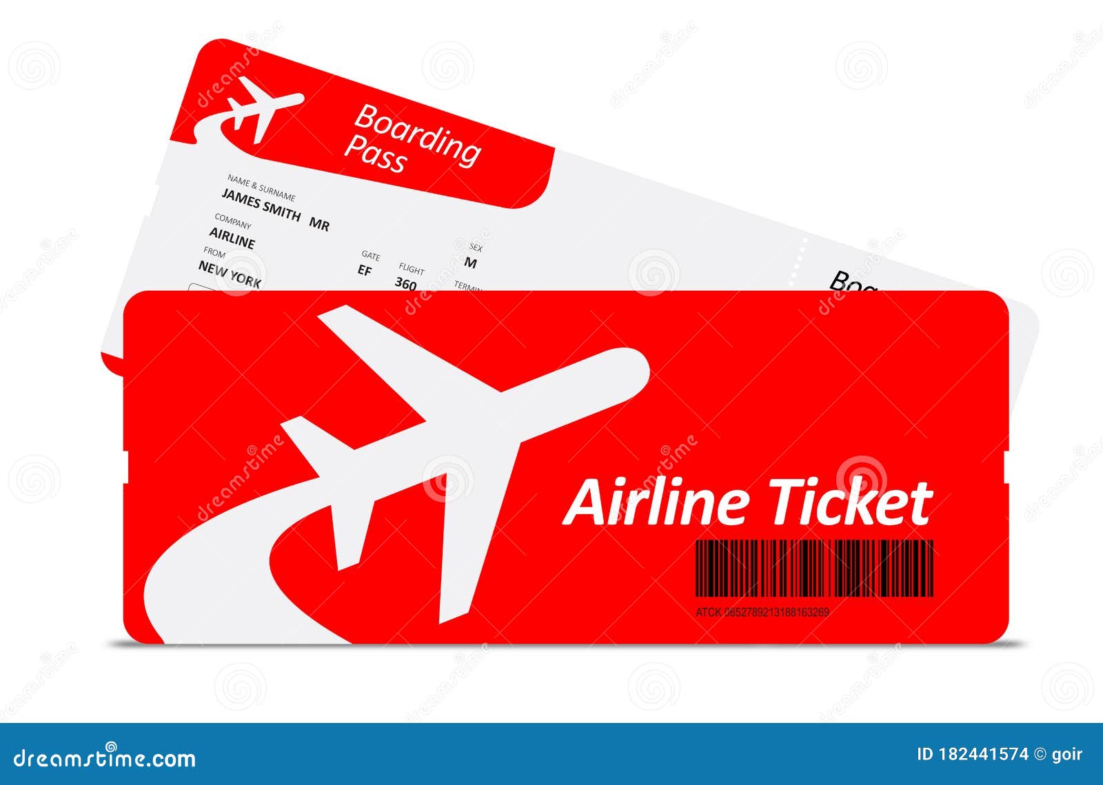 Flight tickets on white stock photo. Image of airplane - 182441574