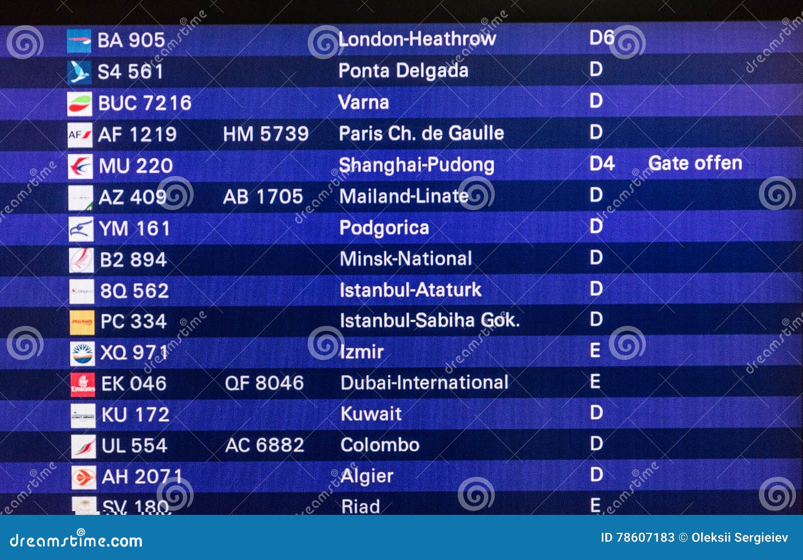 Flight timetable editorial stock photo. Image of checkin - 78607183