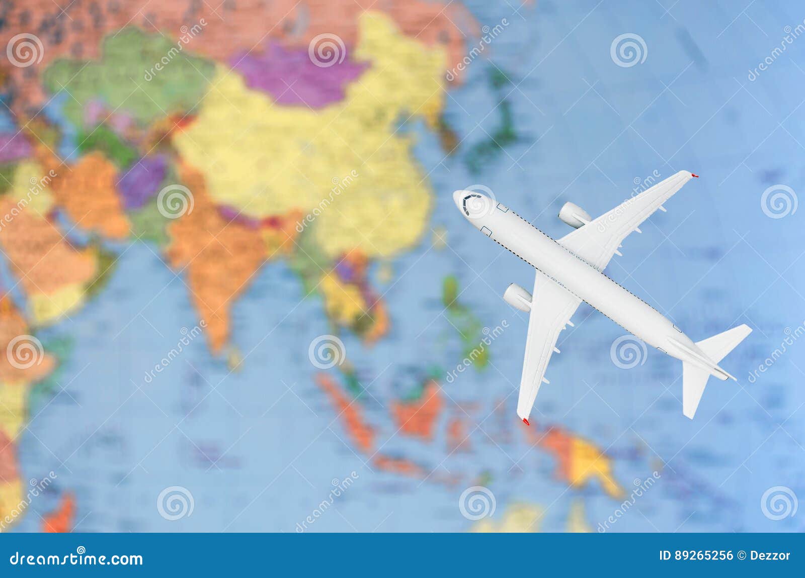 Flight To Asia Symbolic Image of Travel by Plane Map Stock Photo ...