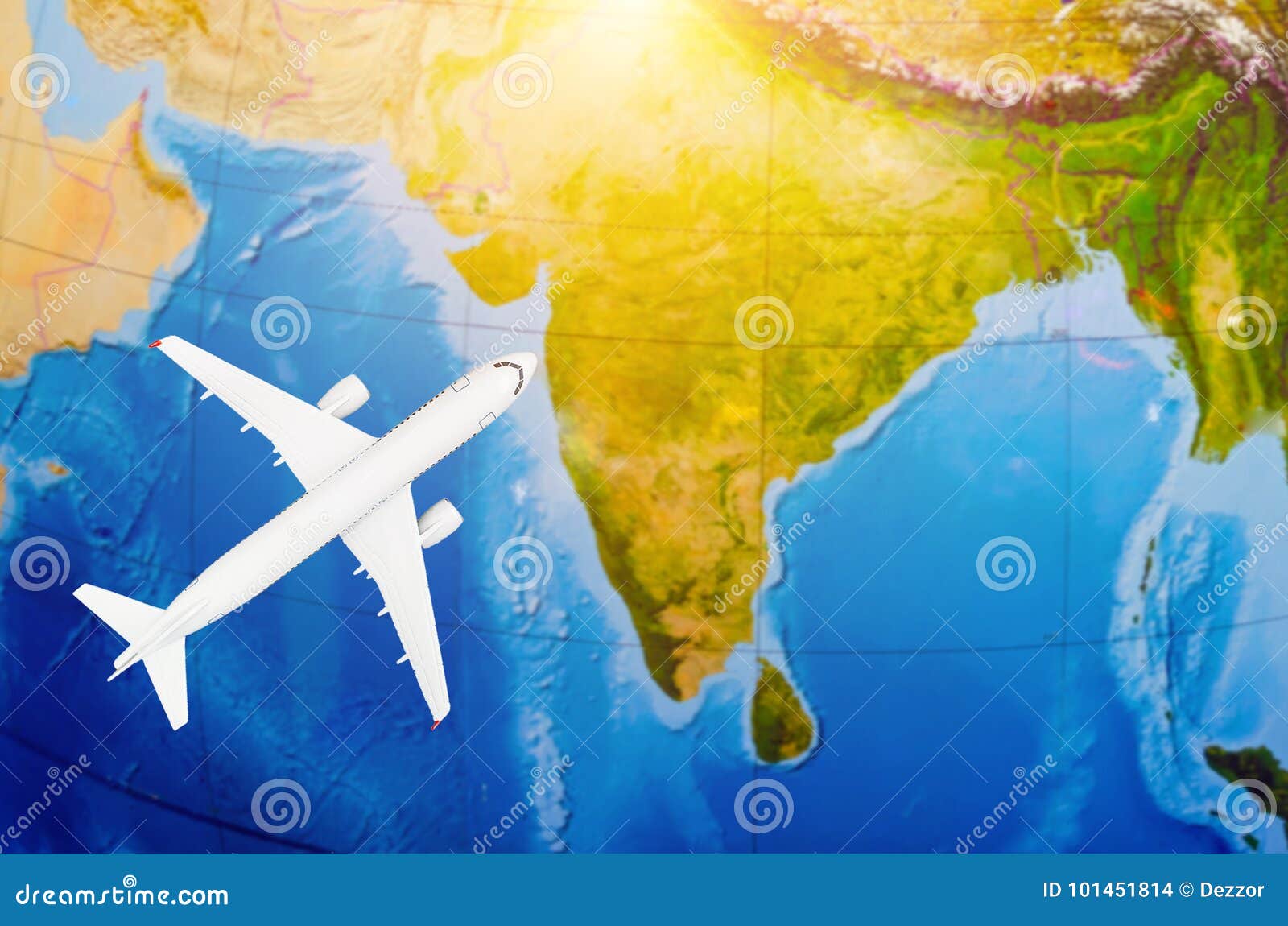 Flight To India Symbolic Image of Travel by Plane Map. Stock ...