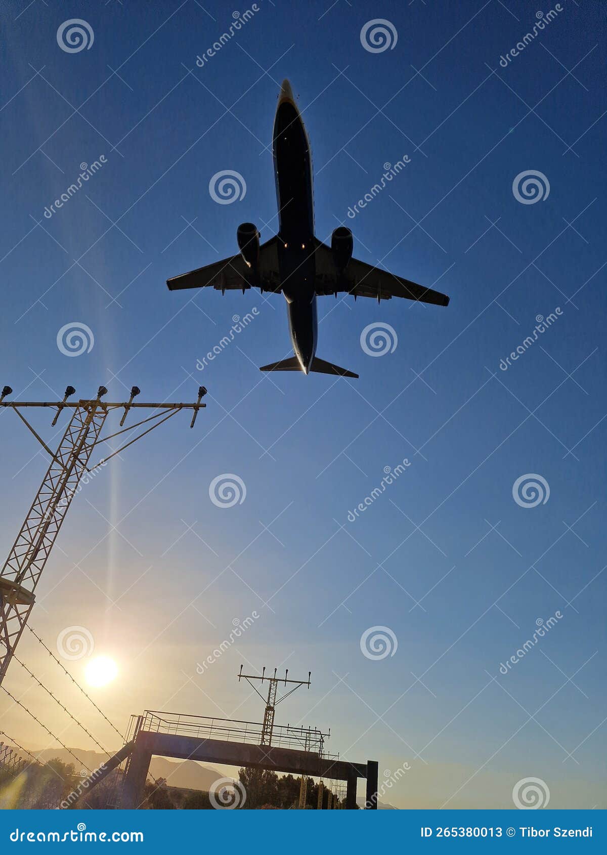 Flight Tower and Airplane Flying Stock Image - Image of aviation, blue ...