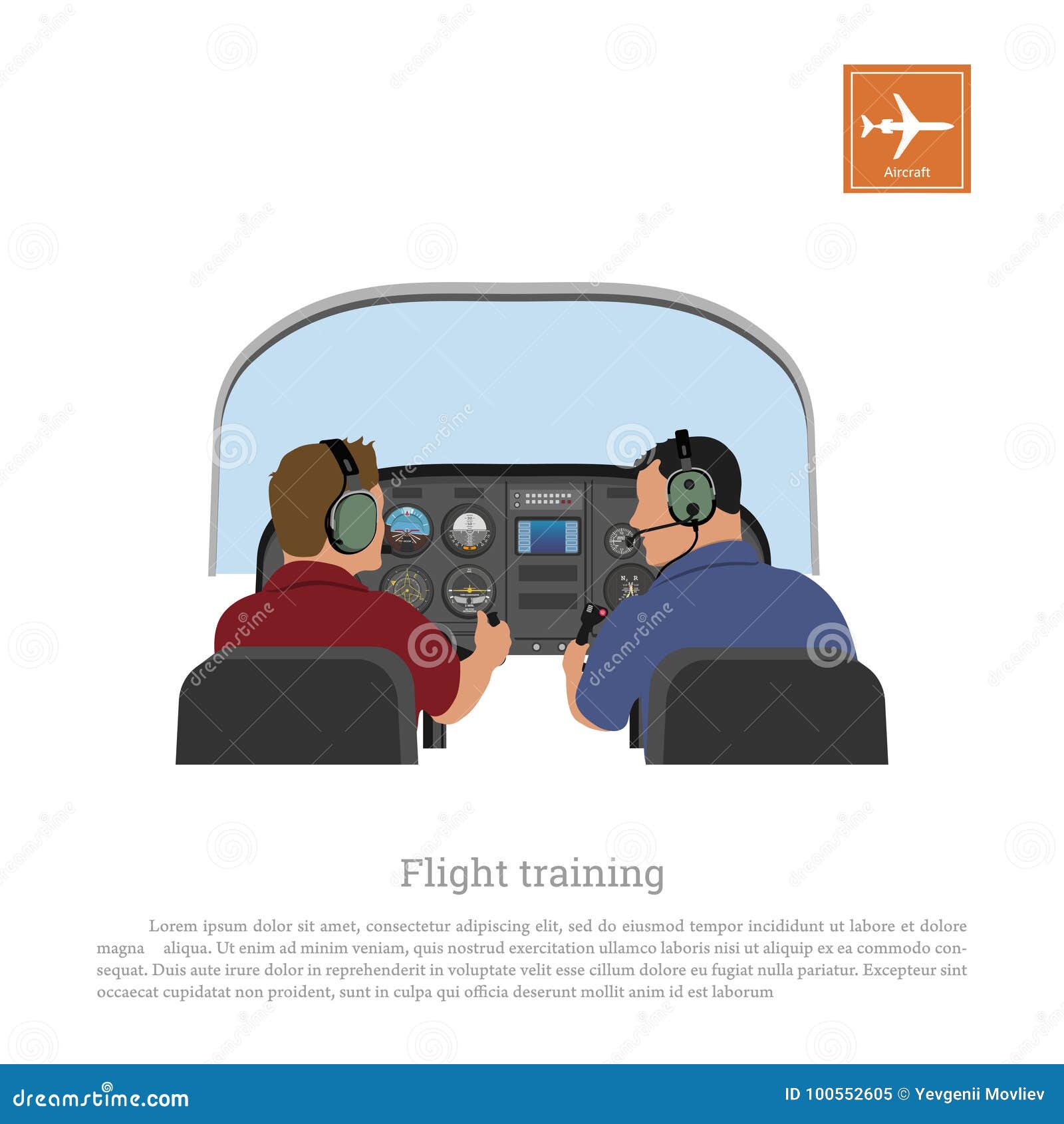 Flight Training. Cabin of the Aircraft from the Inside Stock Vector ...