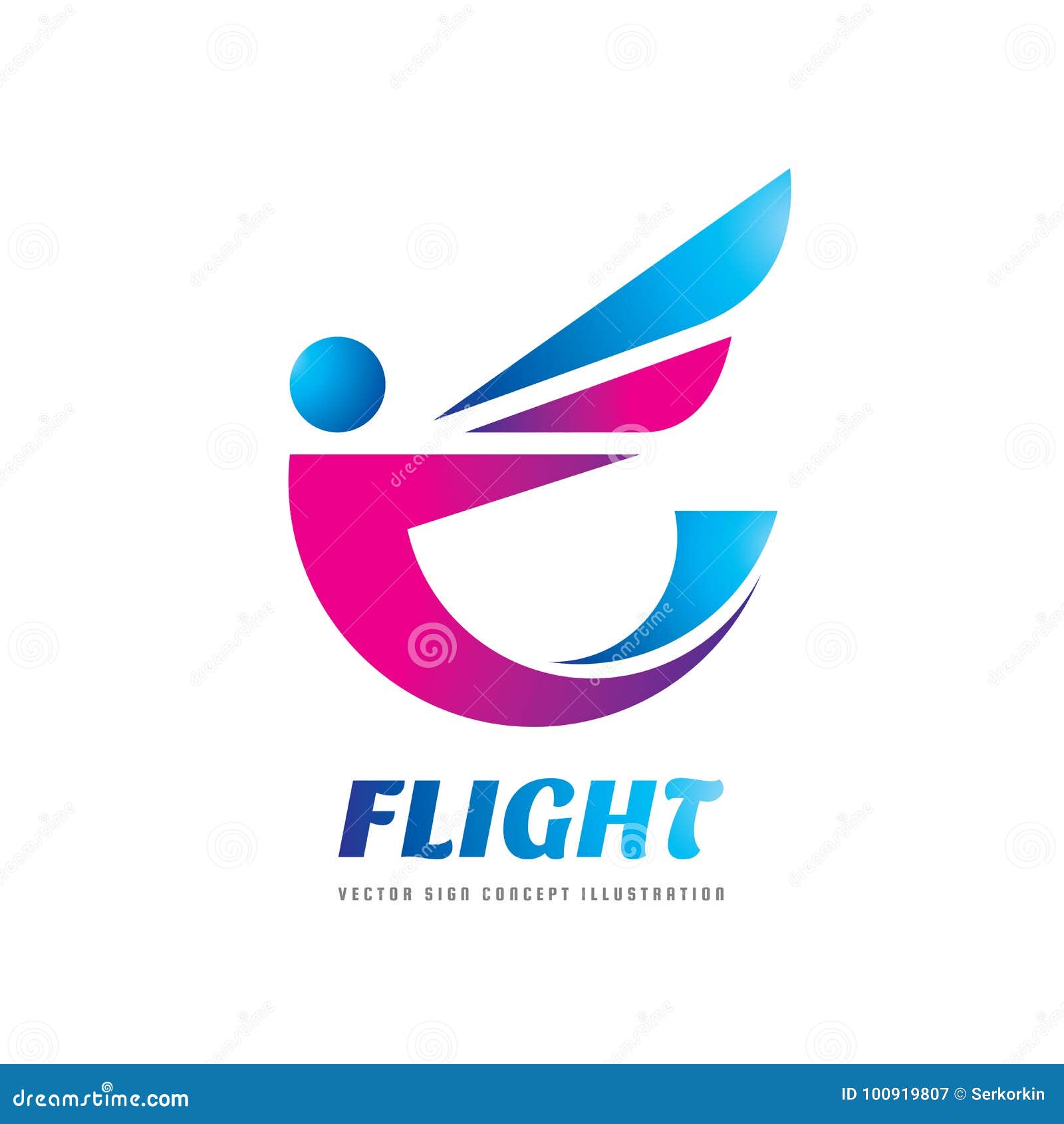 Flight - Vector Logo Template Concept Illustration. Abstract Human ...