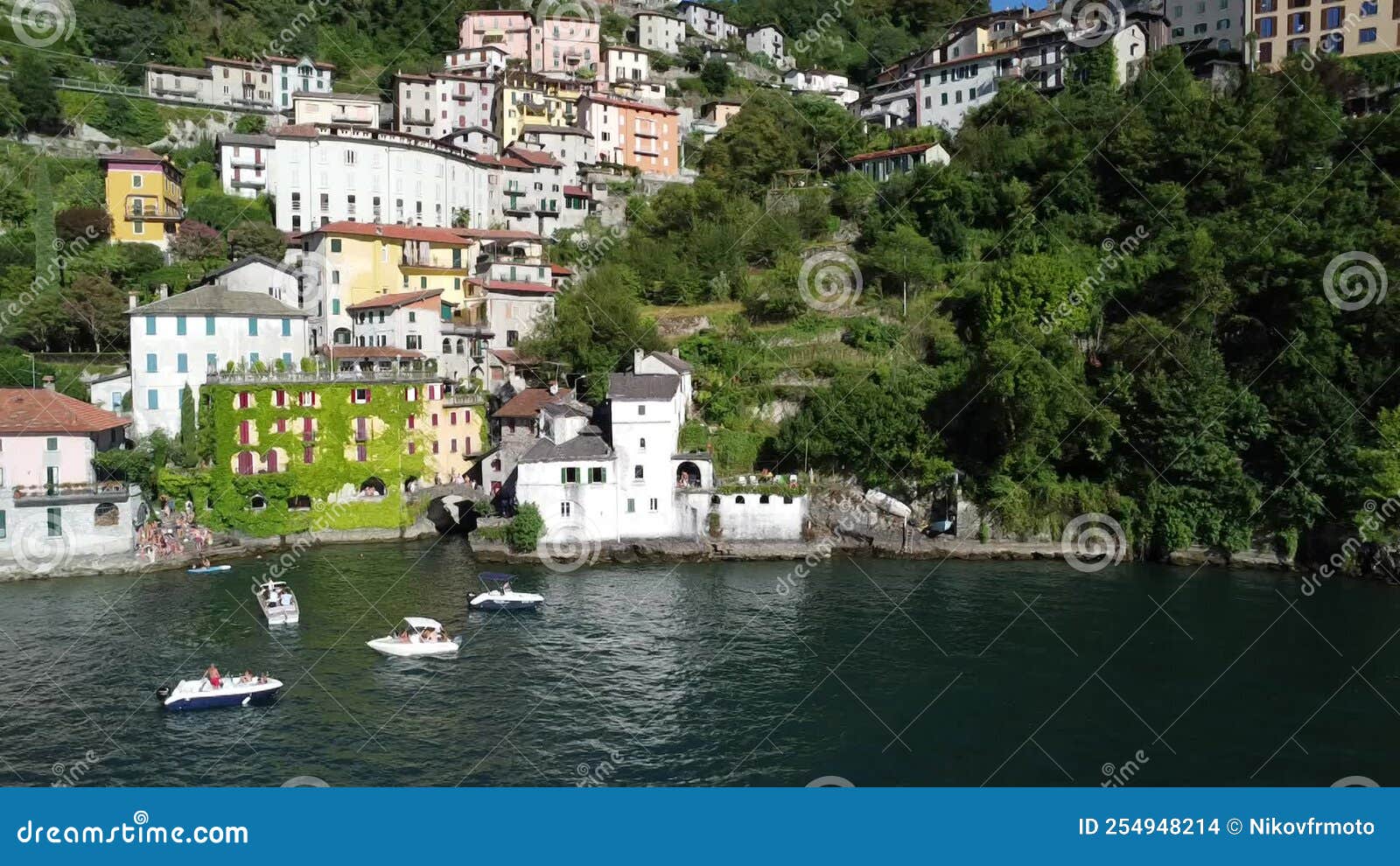 Flight on the Village of Nesso on Lake Como Stock Footage - Video of ...