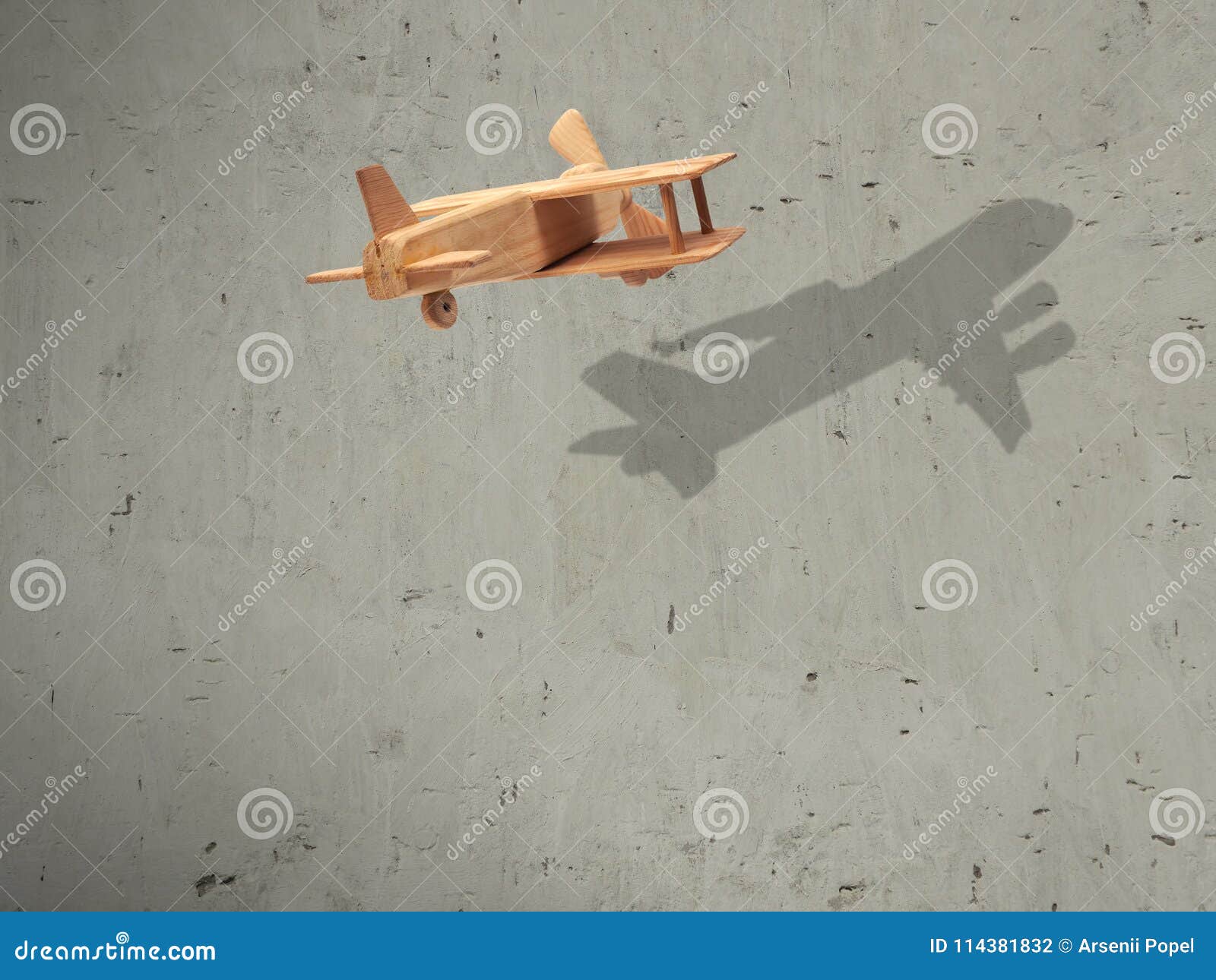 The Flight Wood Airplane with the Shadow Plane Stock Photo - Image of ...