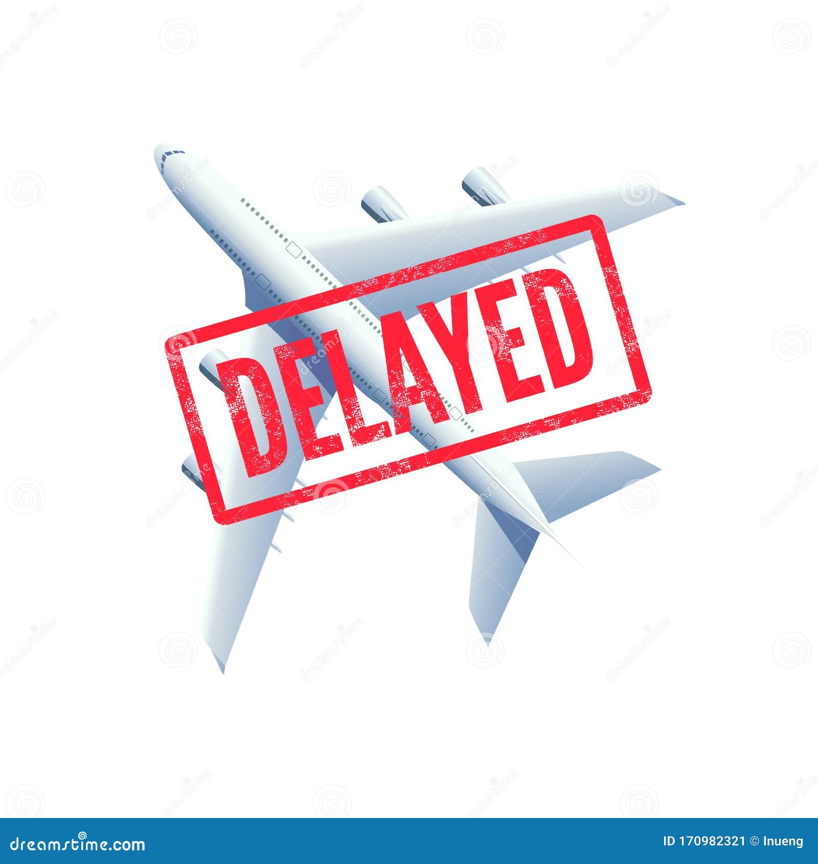 Flights Delayed, Plane with Stamp Delayed. Stock Vector - Illustration ...