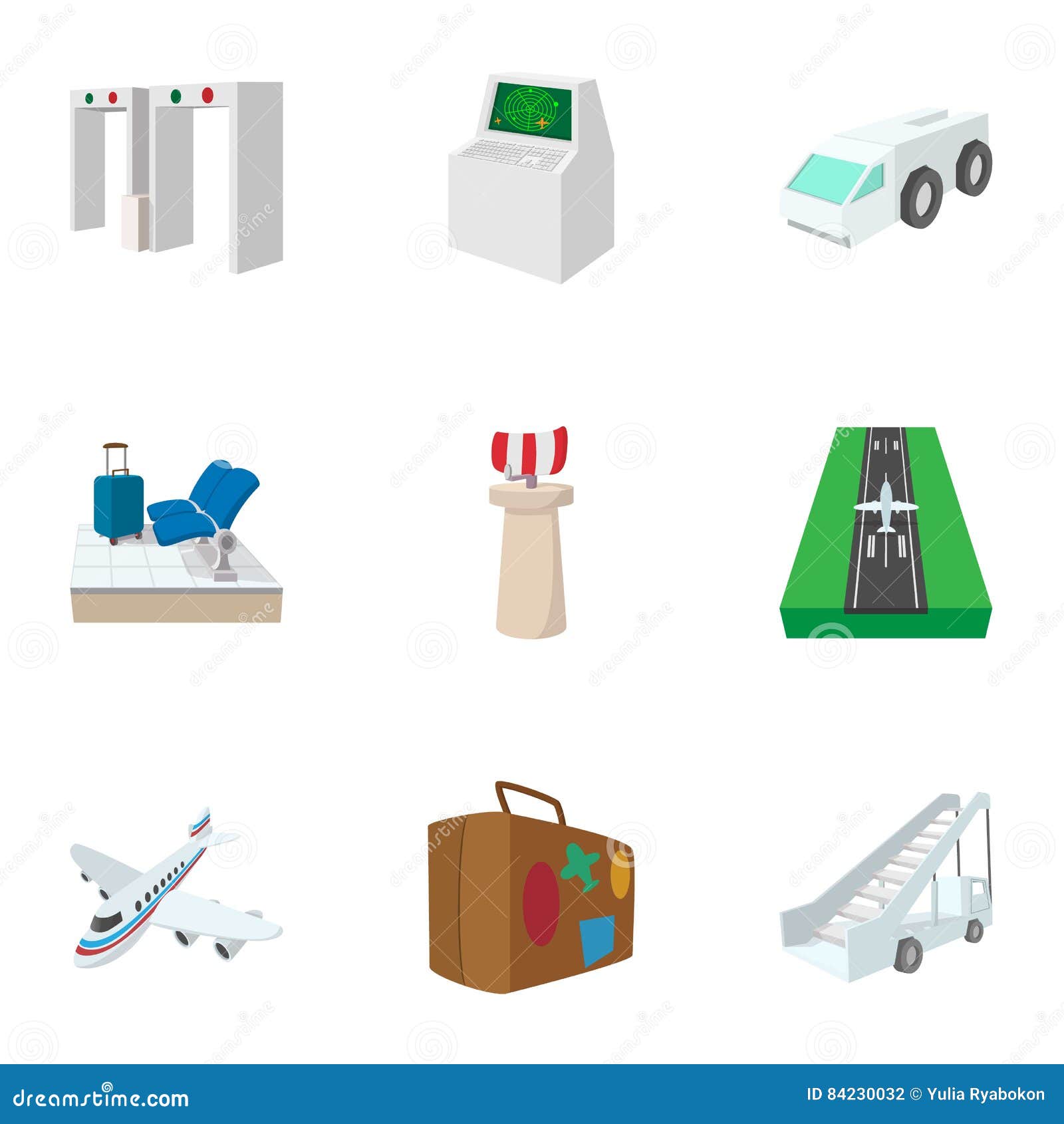 Flights Icons Set, Cartoon Style Stock Vector - Illustration of ...