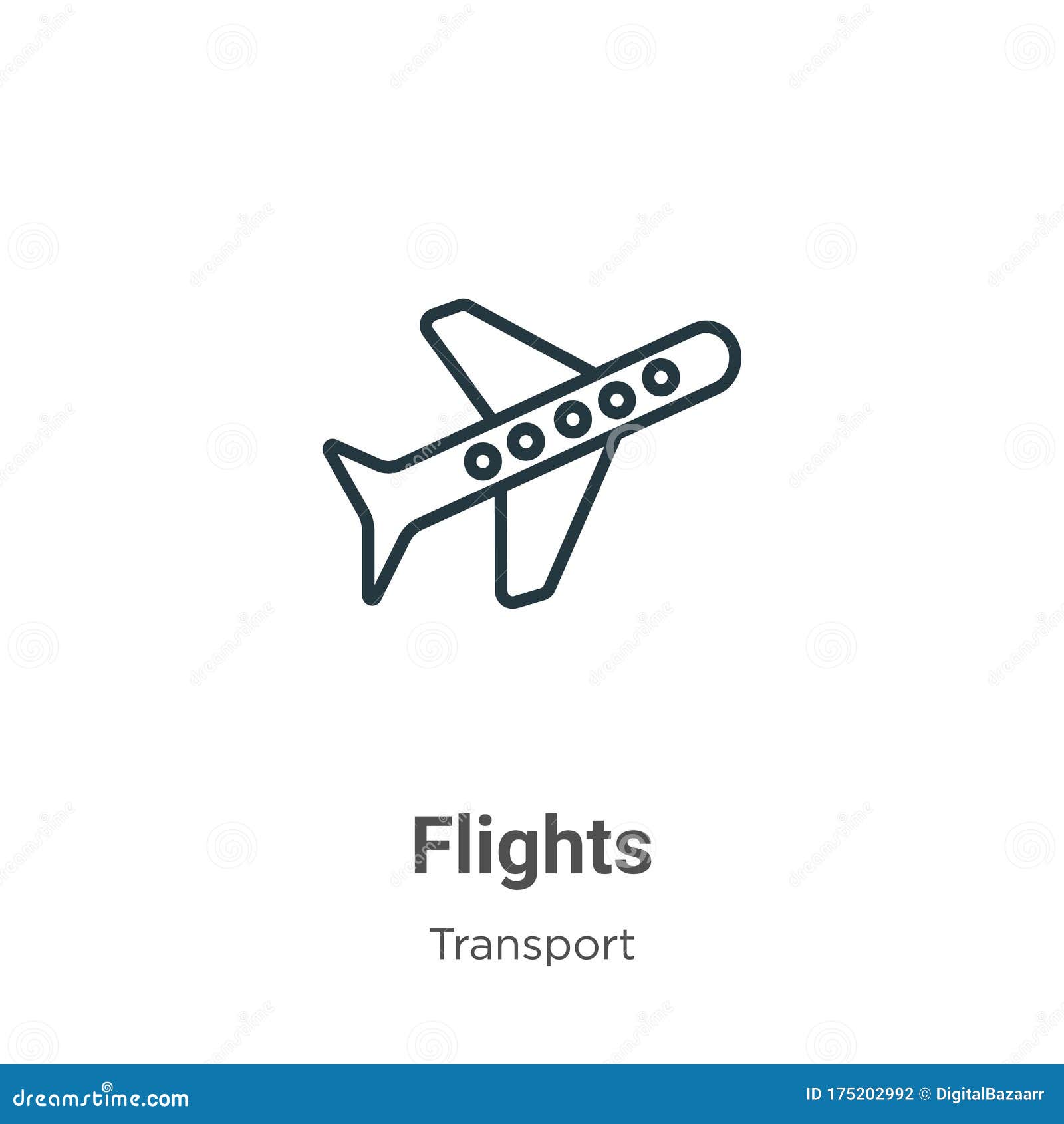 Flights Outline Vector Icon. Thin Line Black Flights Icon, Flat Vector ...