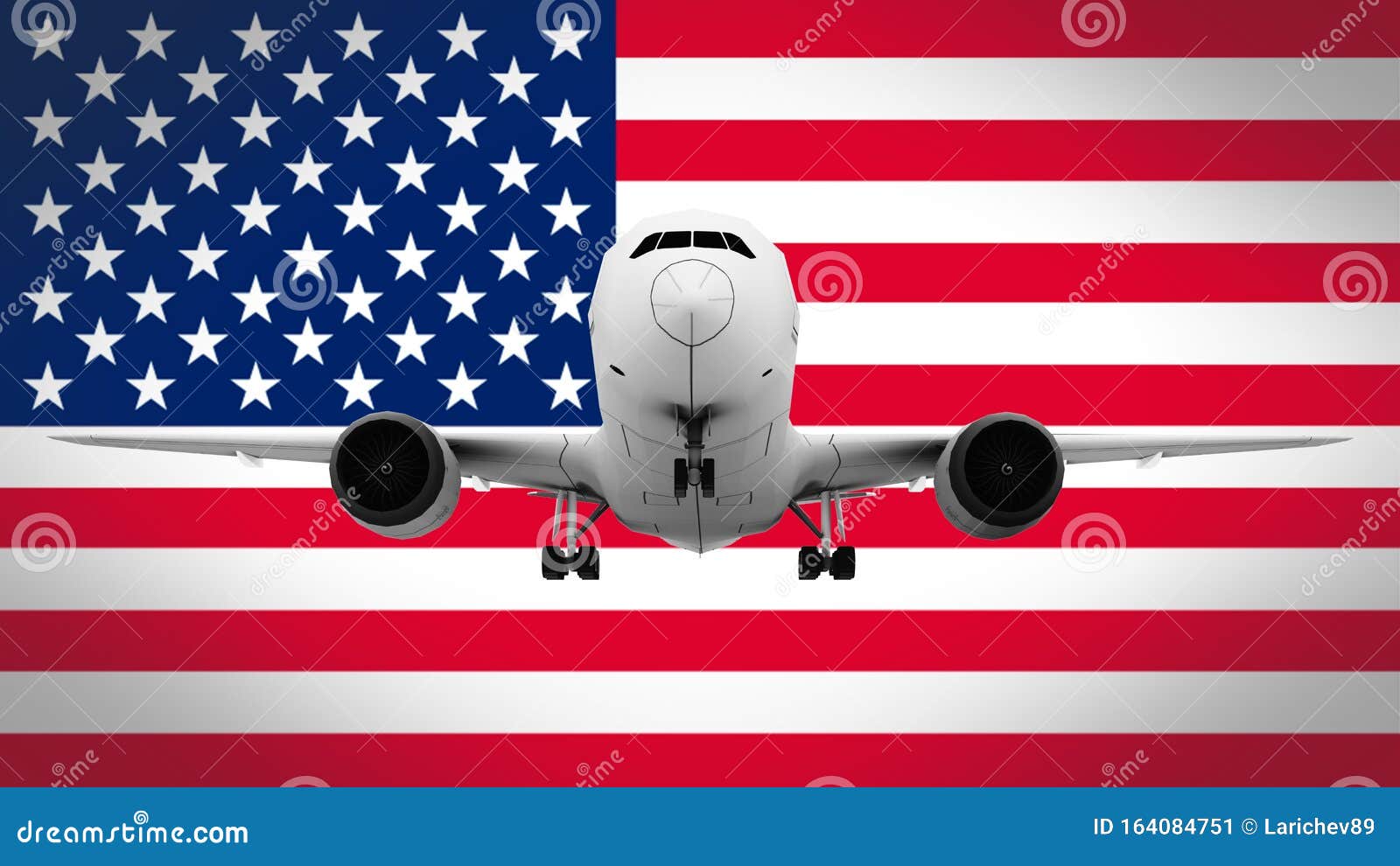 Flights To USA, Travel Concept. 3D Rendering Stock Illustration ...