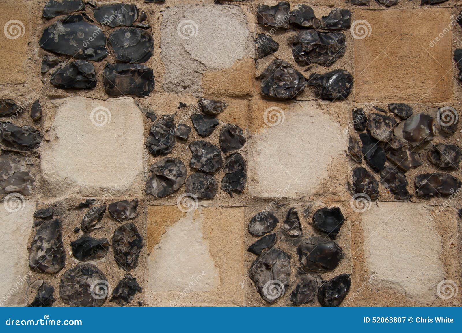 Flint and Sandstone Chequer Board Wall Construction Detail Stock Image ...