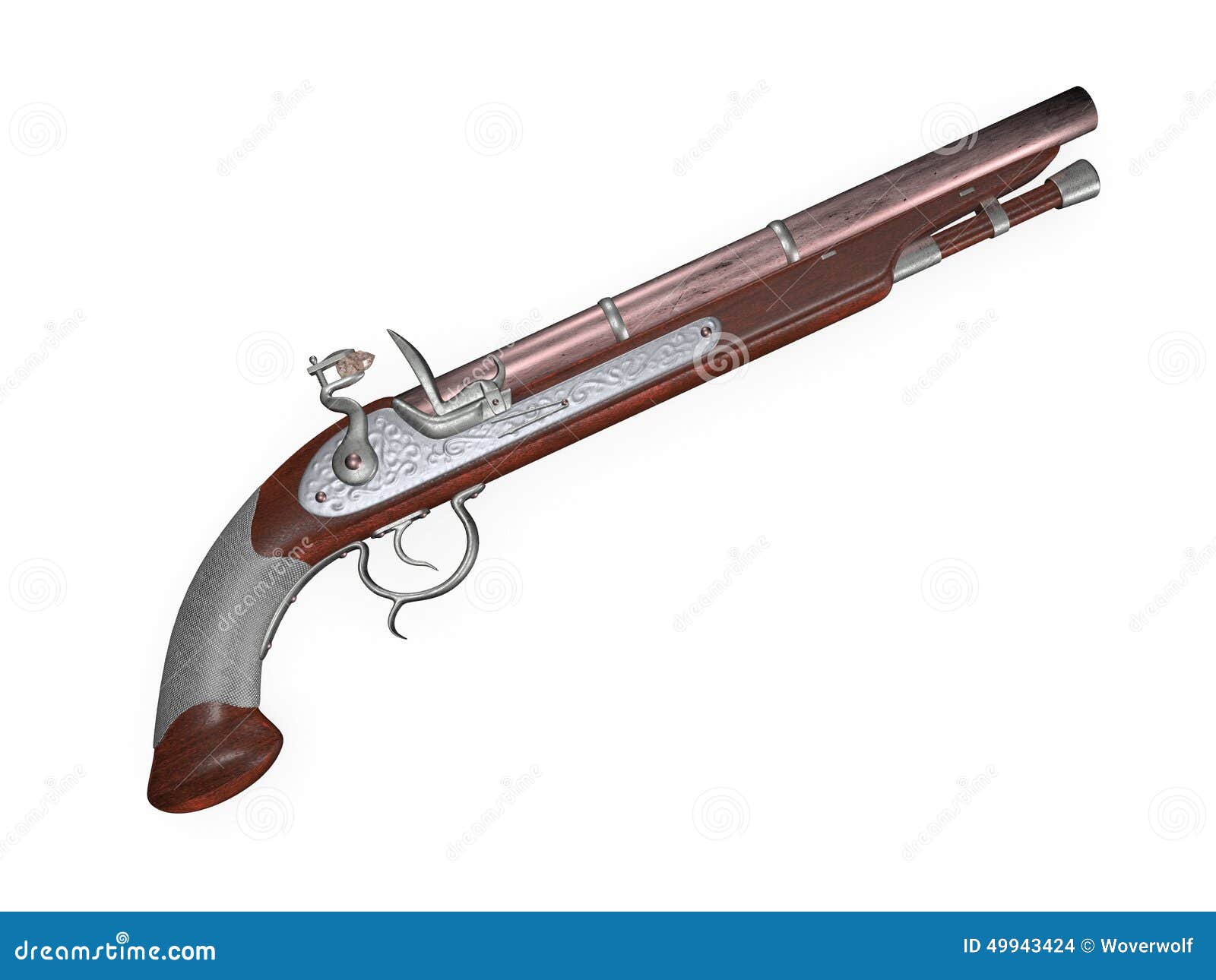 Flintlock pistol stock illustration. Illustration of ancient - 49943424